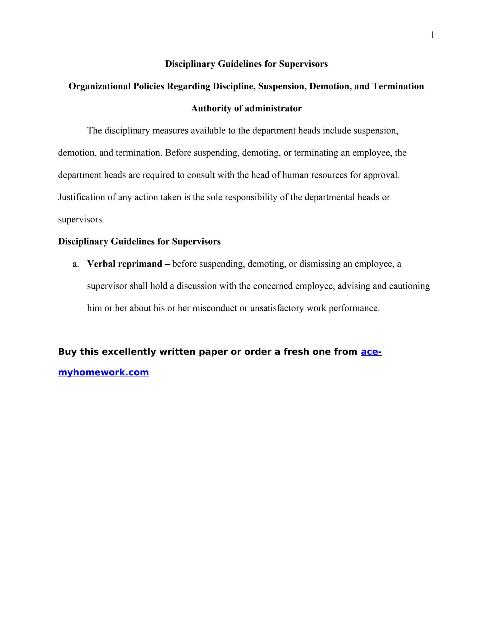 Disciplinary Guidelines for Supervisors by acemyhomework - Issuu