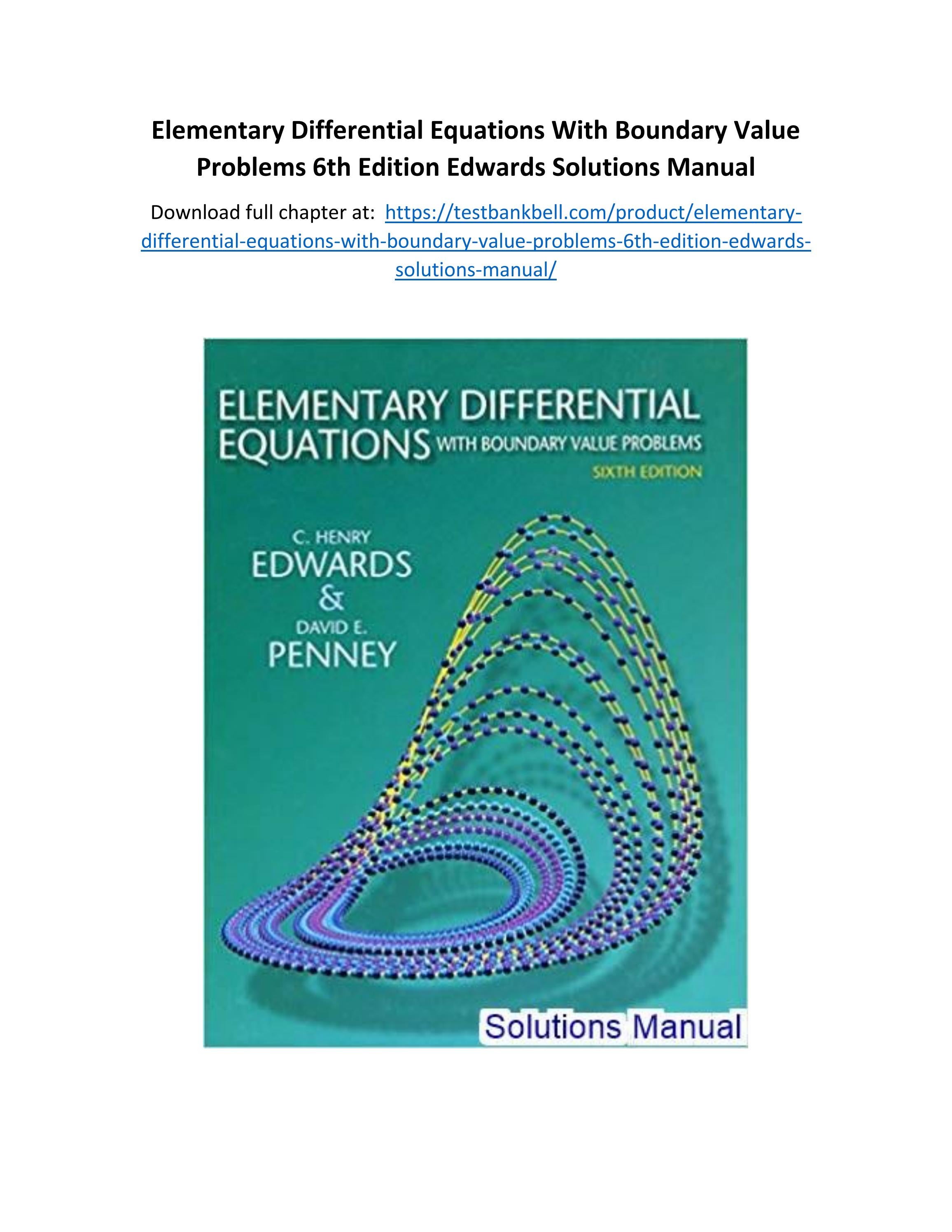 Elementary Differential Equations Solutions