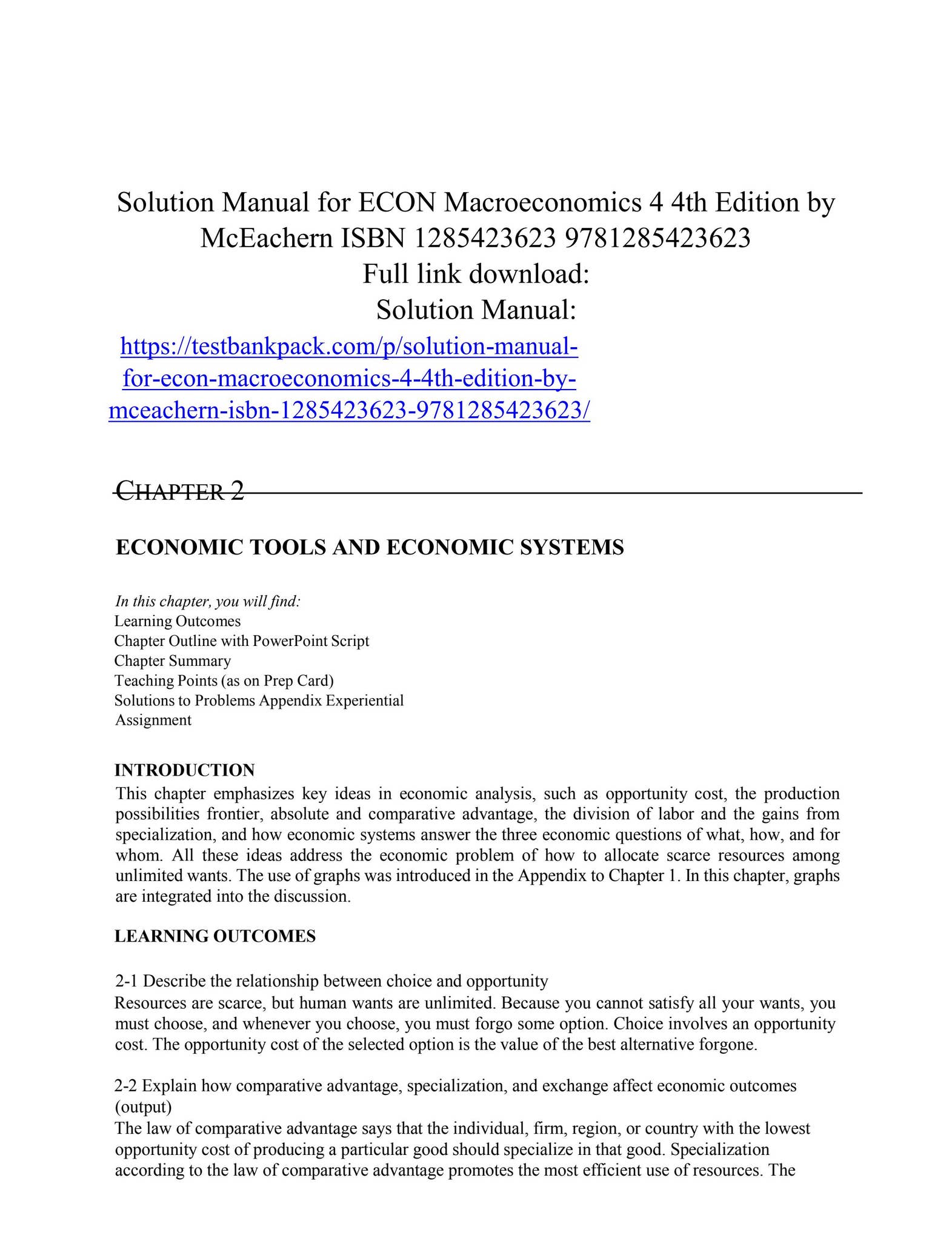 Solution manual for econ macroeconomics 4 4th edition by mceachern isbn ...