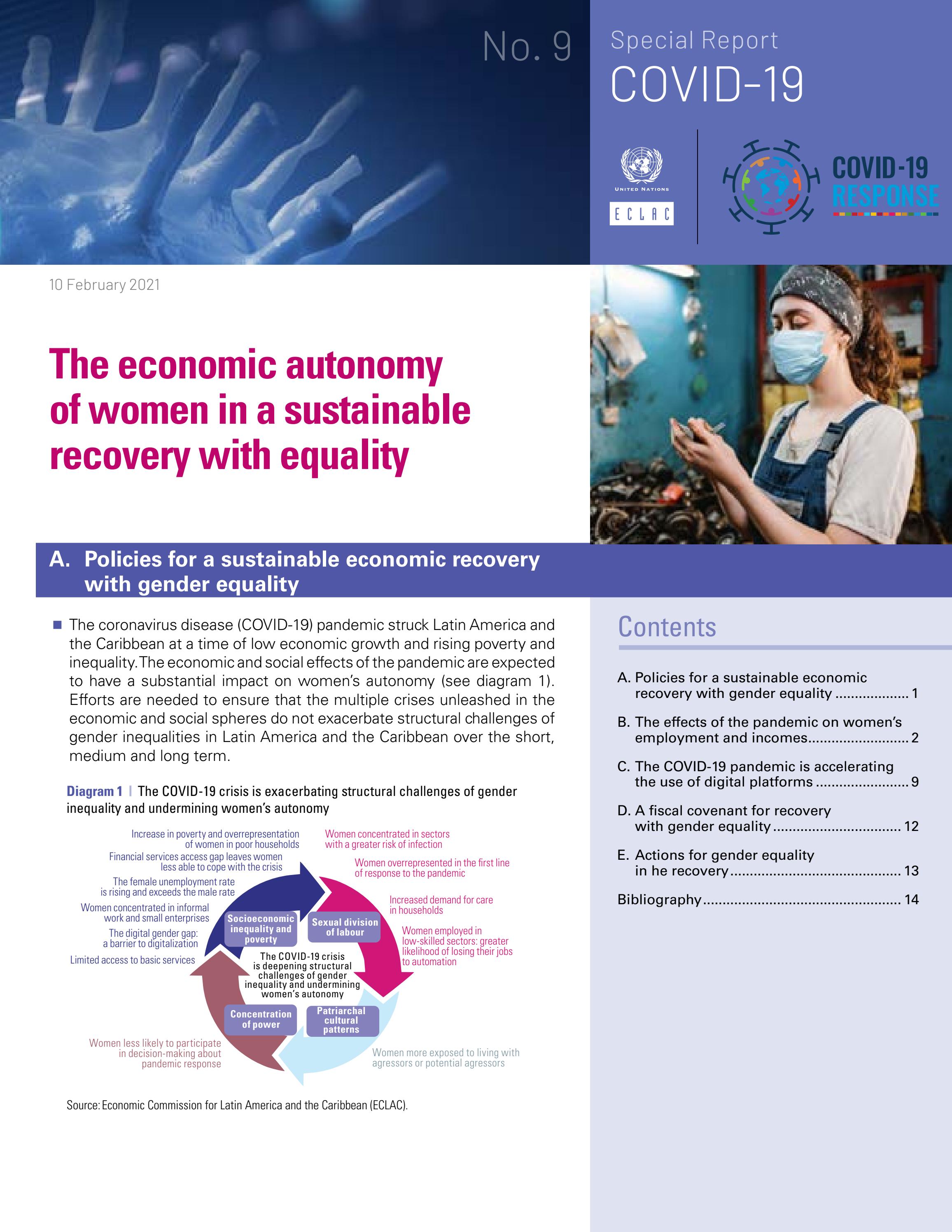 The economic autonomy of women in a sustainable recovery with equality ...
