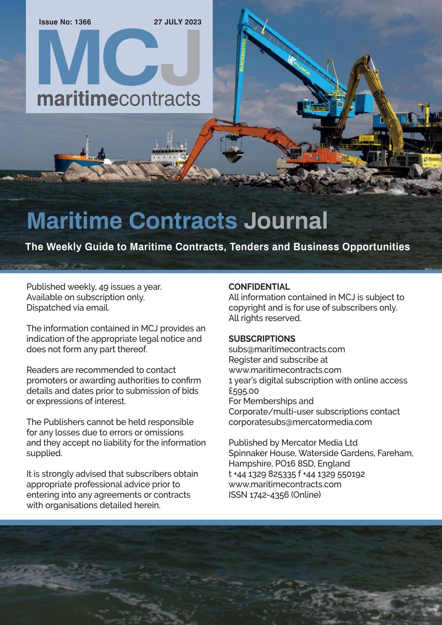 Maritime Contracts Journal No. 1366 by Mercator Media - Issuu