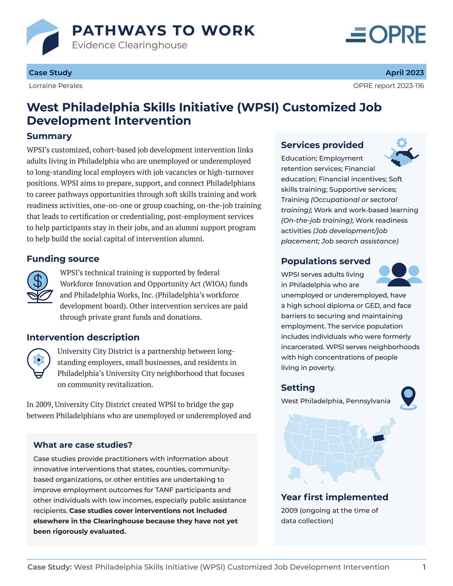OPRE Pathways To Work Case Study: WPSI by University City District - Issuu