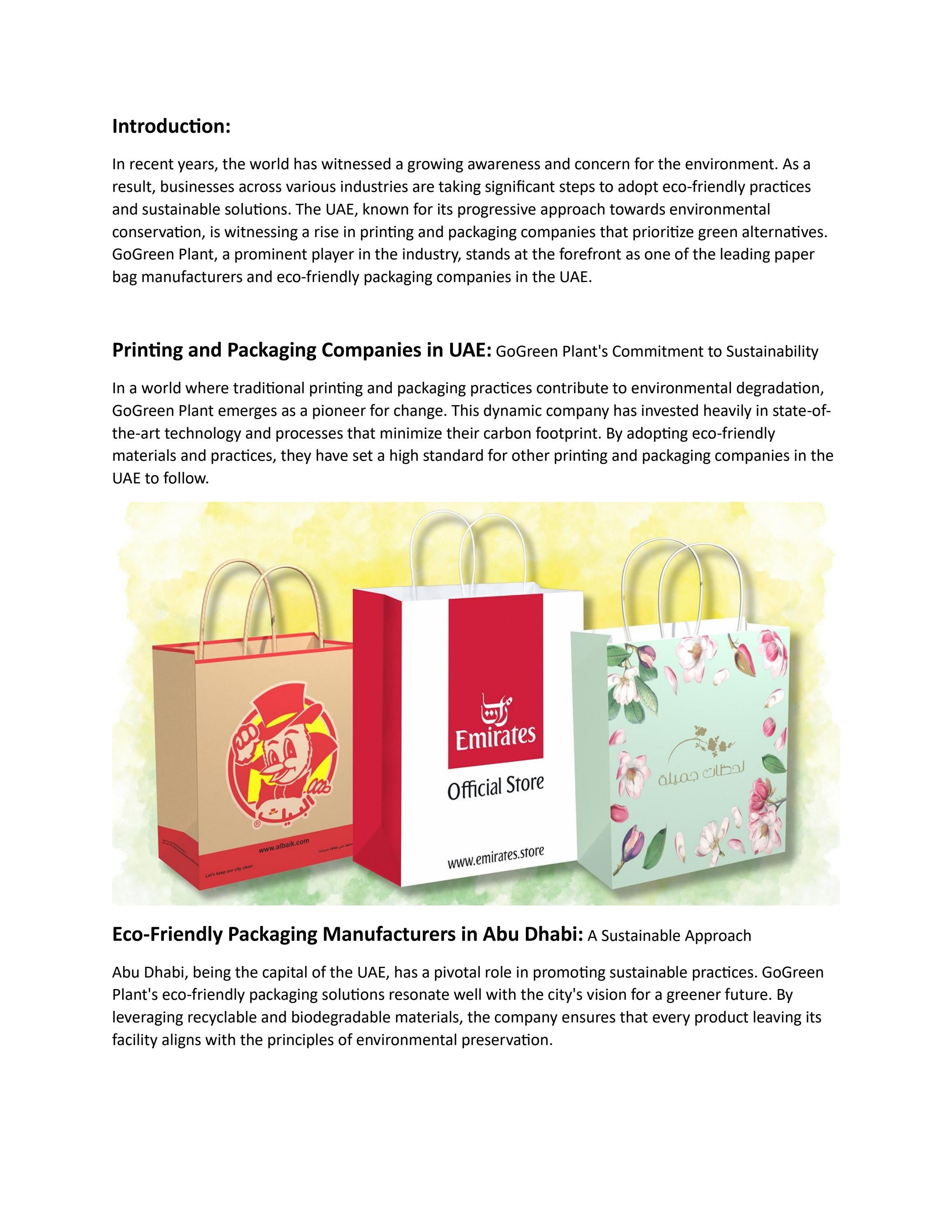 Paper bag manufacturers company in UAE | Printing and Packaging ...