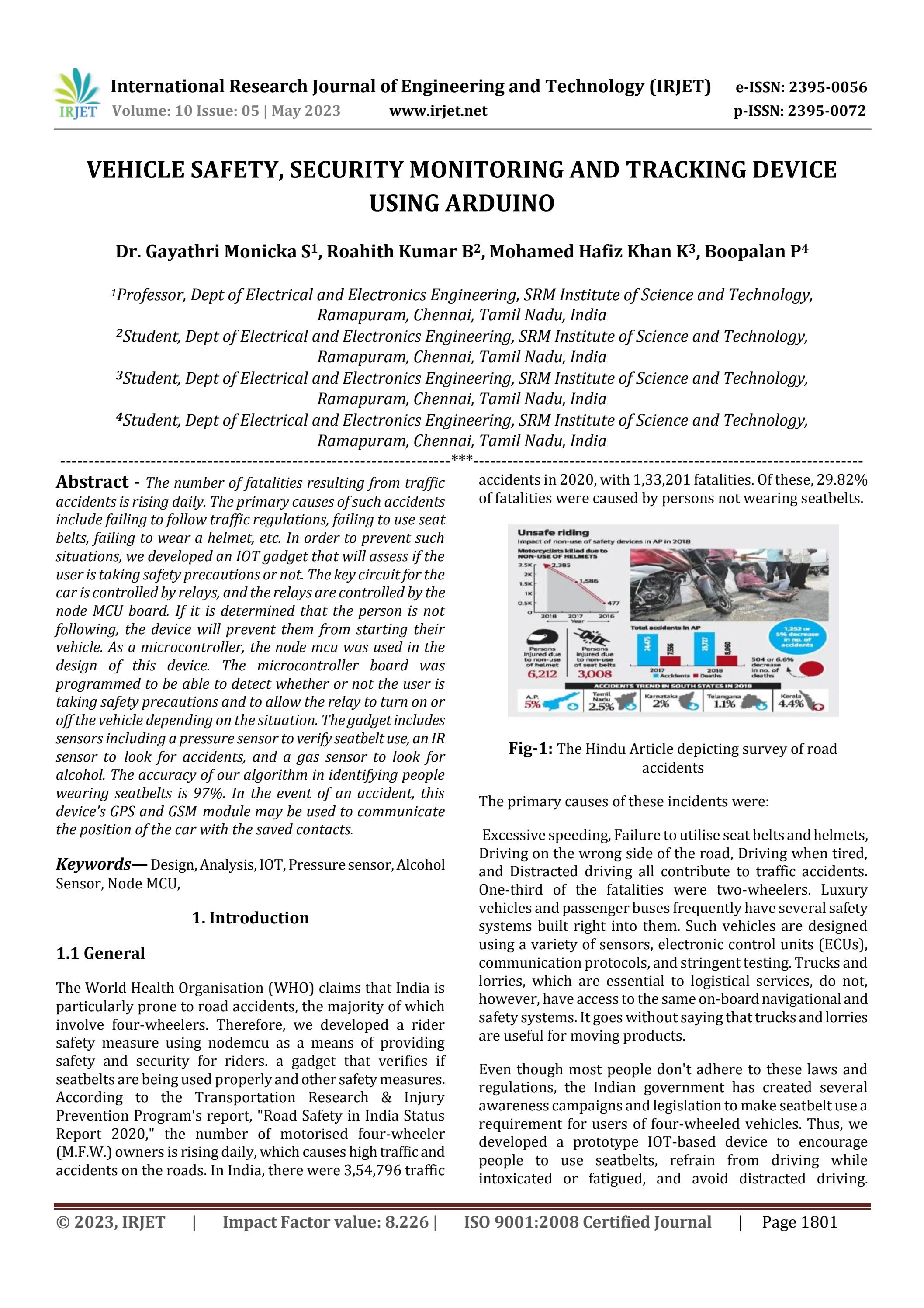 VEHICLE SAFETY, SECURITY MONITORING AND TRACKING DEVICE USING ARDUINO ...