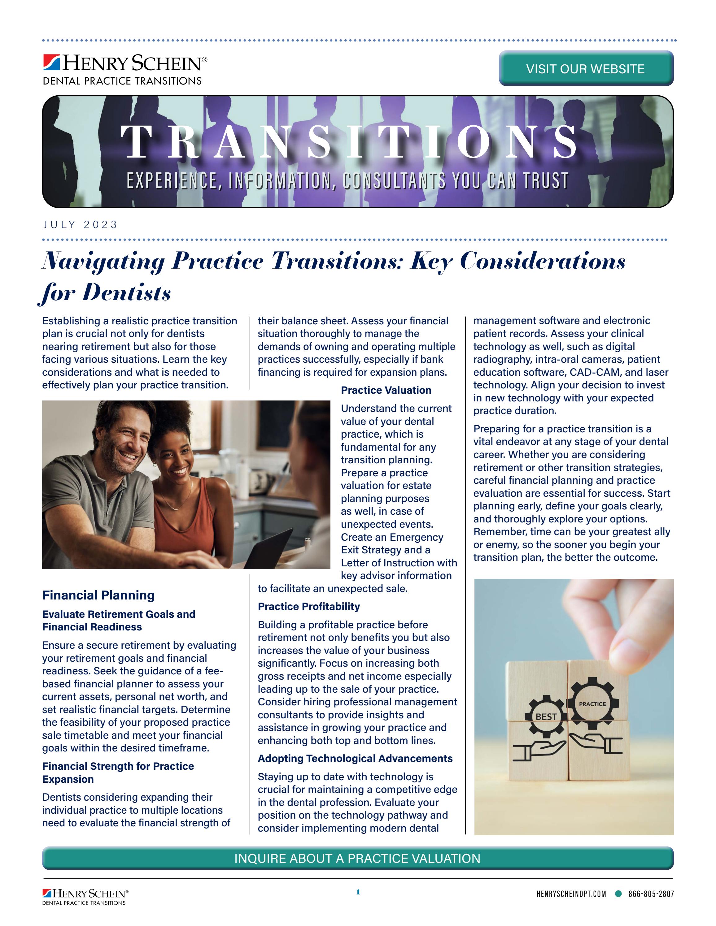 Transitions Newsletter - August 2023 by Henry Schein Dental Practice ...