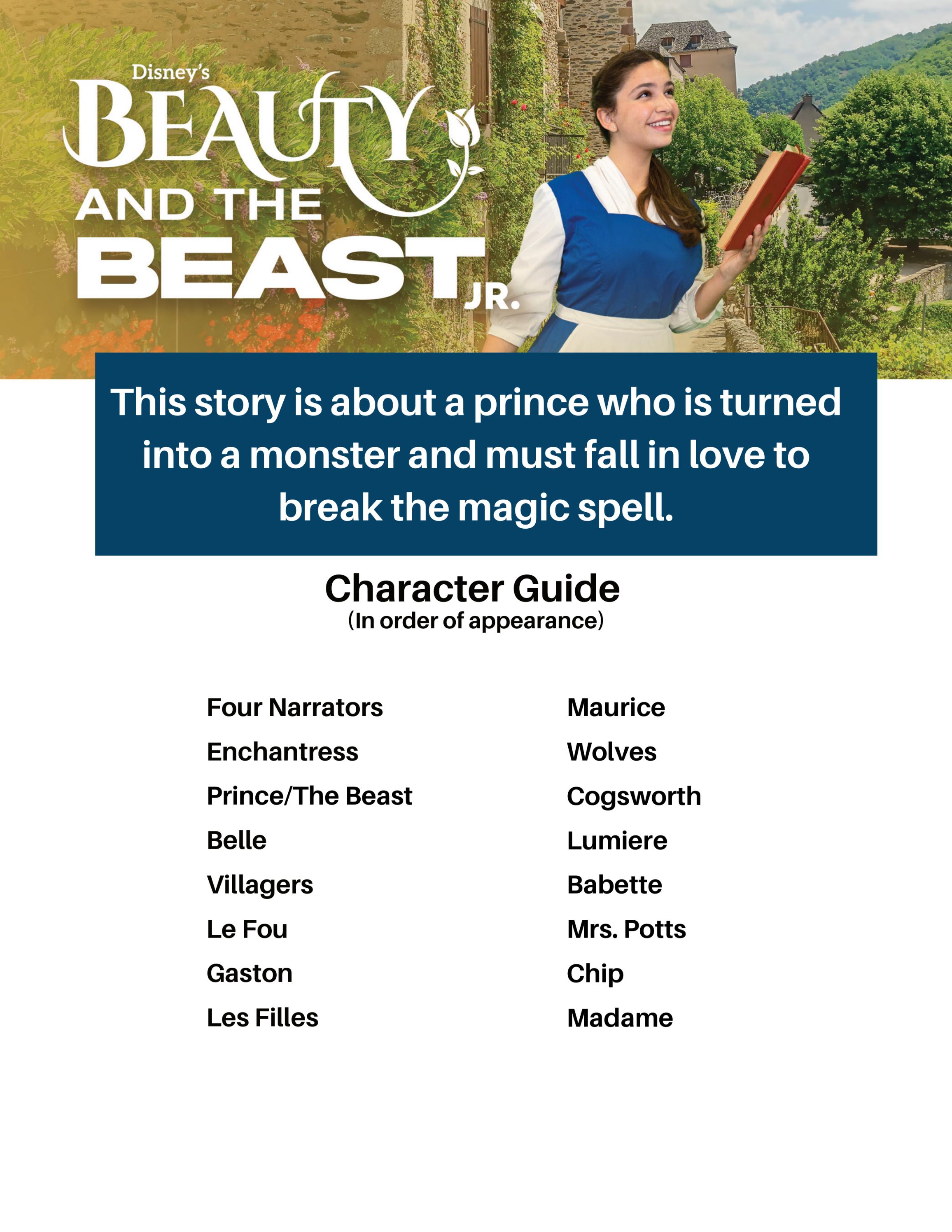 Beauty and the Beast JR Character Accessibility Guide by The Naples ...