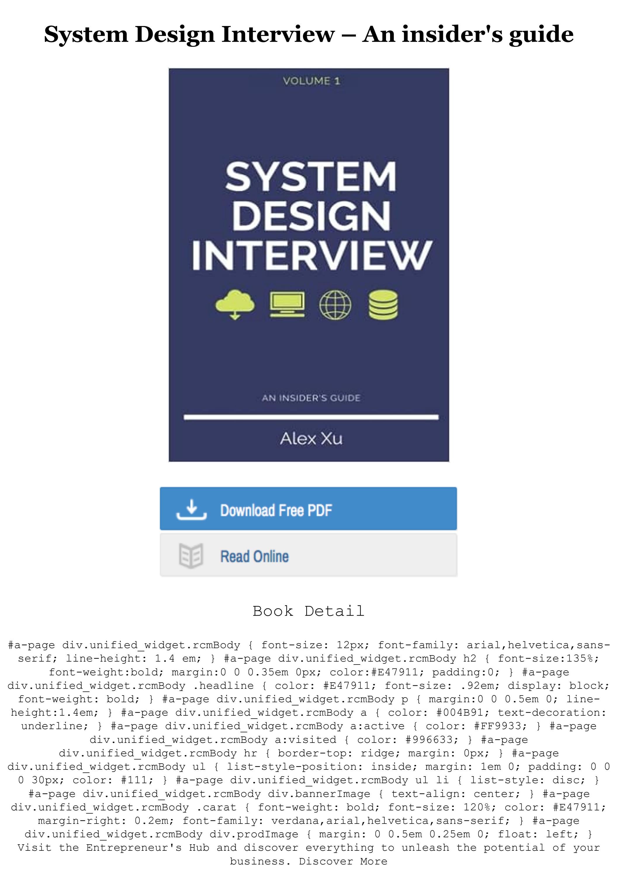 Read Book [PDF] System Design Interview – An insider's guide Full ...