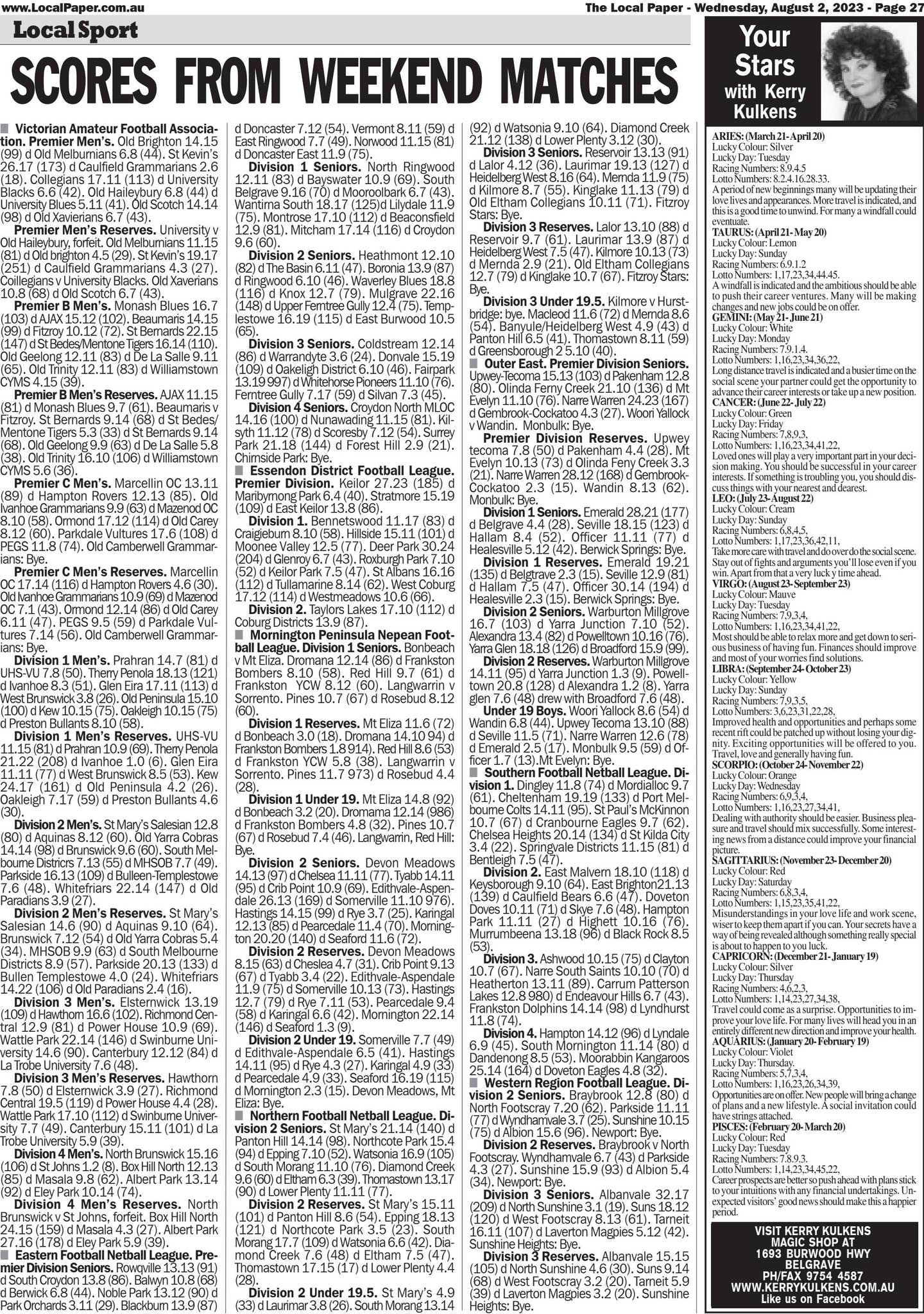 FOOTY WEEK: Sat., July 29, 2023 by Ash Long - Issuu