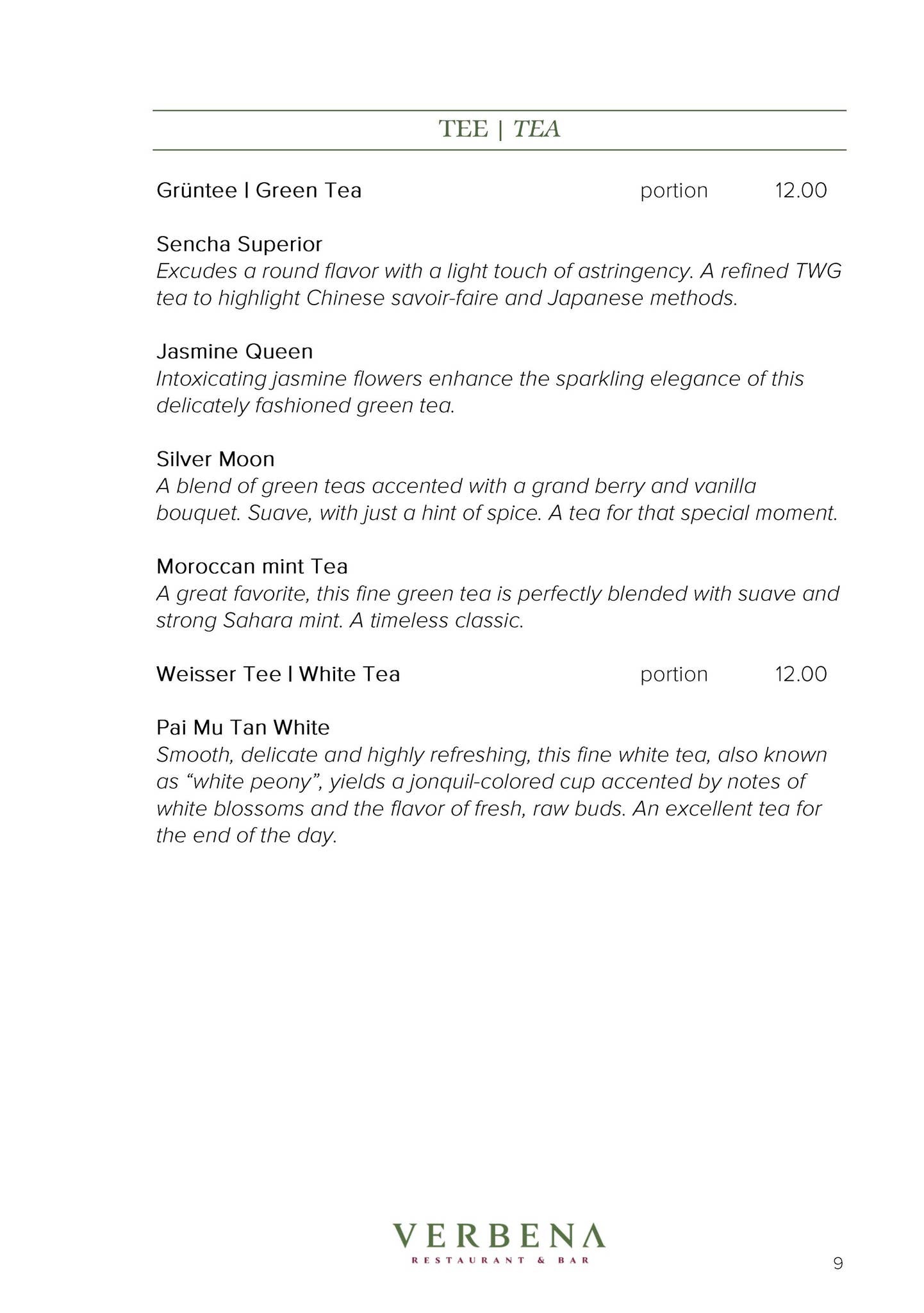 Verbena Beverage Menu | DE & EN by Bürgenstock Collection - Issuu