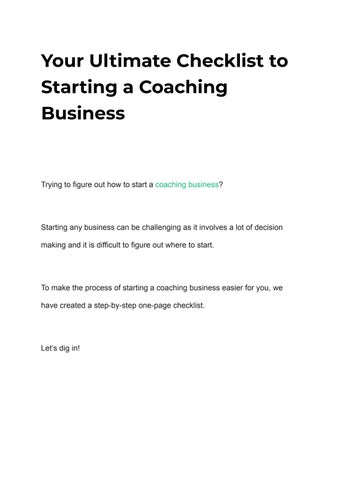 Your Ultimate Checklist to Starting a Coaching Business by heighten ...