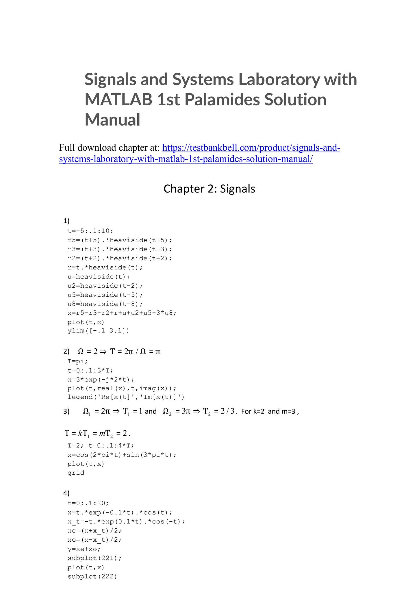 Signals and systems laboratory with matlab 1st palamides solution manual by douglas.glidden608 ...