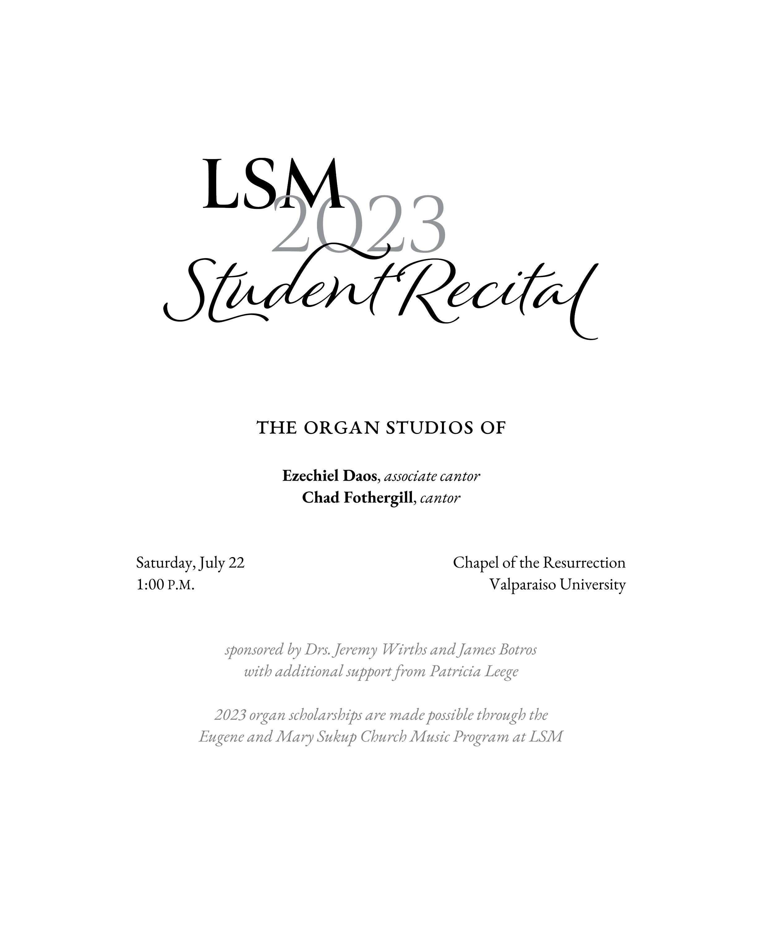 Organ Recital | July 22 by Lutheran Summer Music - Issuu