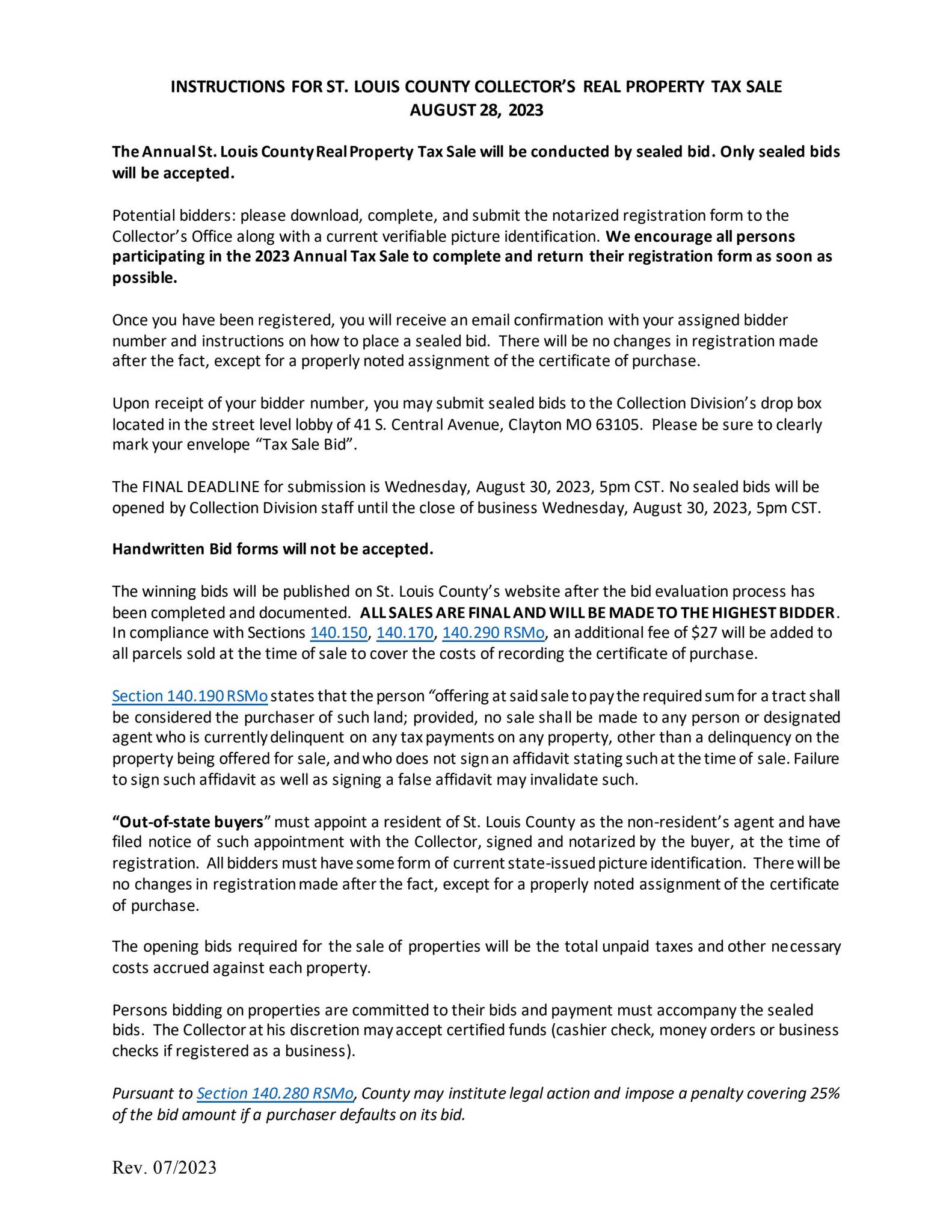 2023 Sale Instructions update 07-31-2023 by STLCOGOV - Issuu