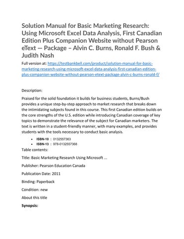 The title of your publicatioSolution manual for basic marketing ...