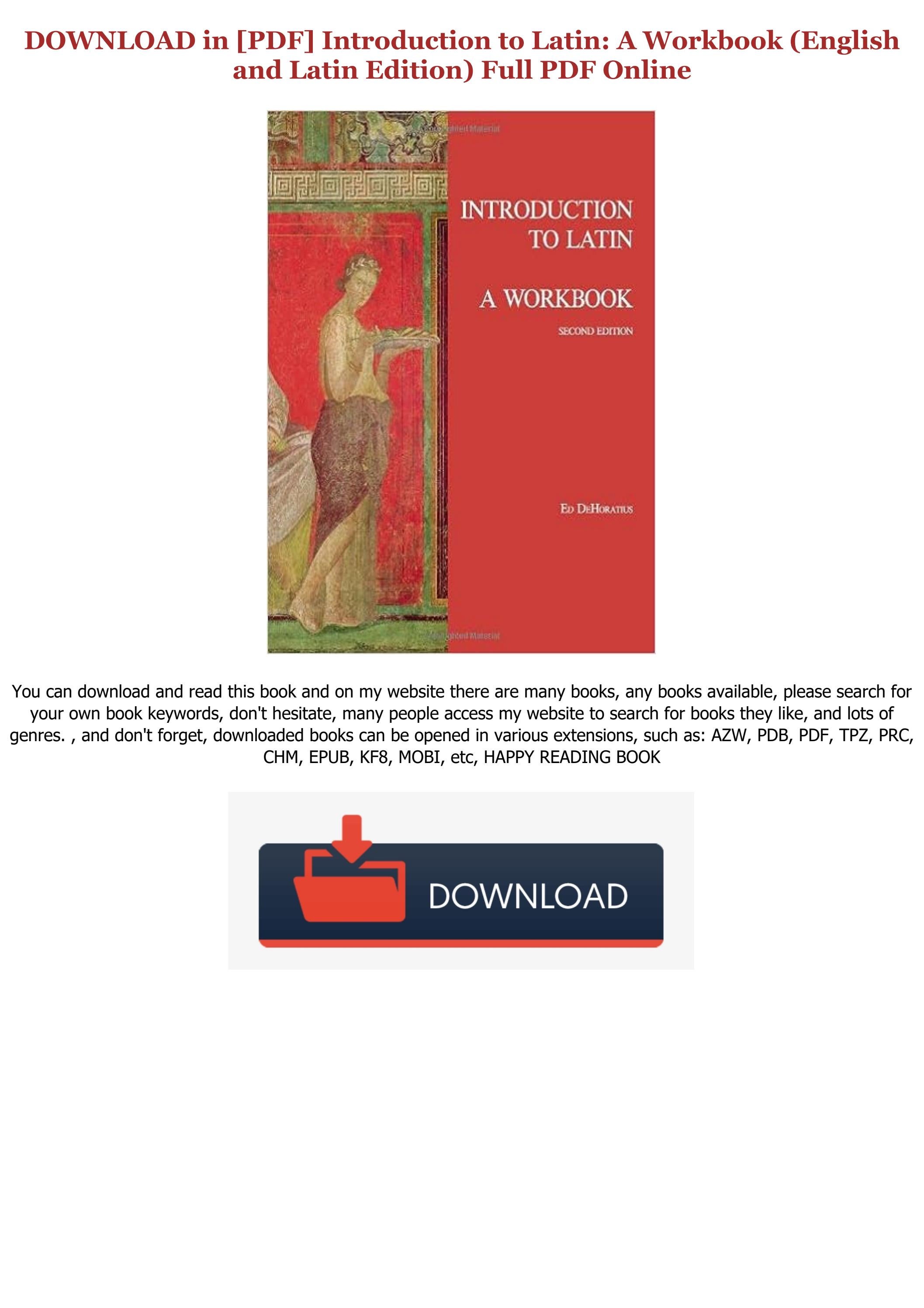 !$PDF ~*EPub Introduction to Latin: A Workbook (English and Latin ...