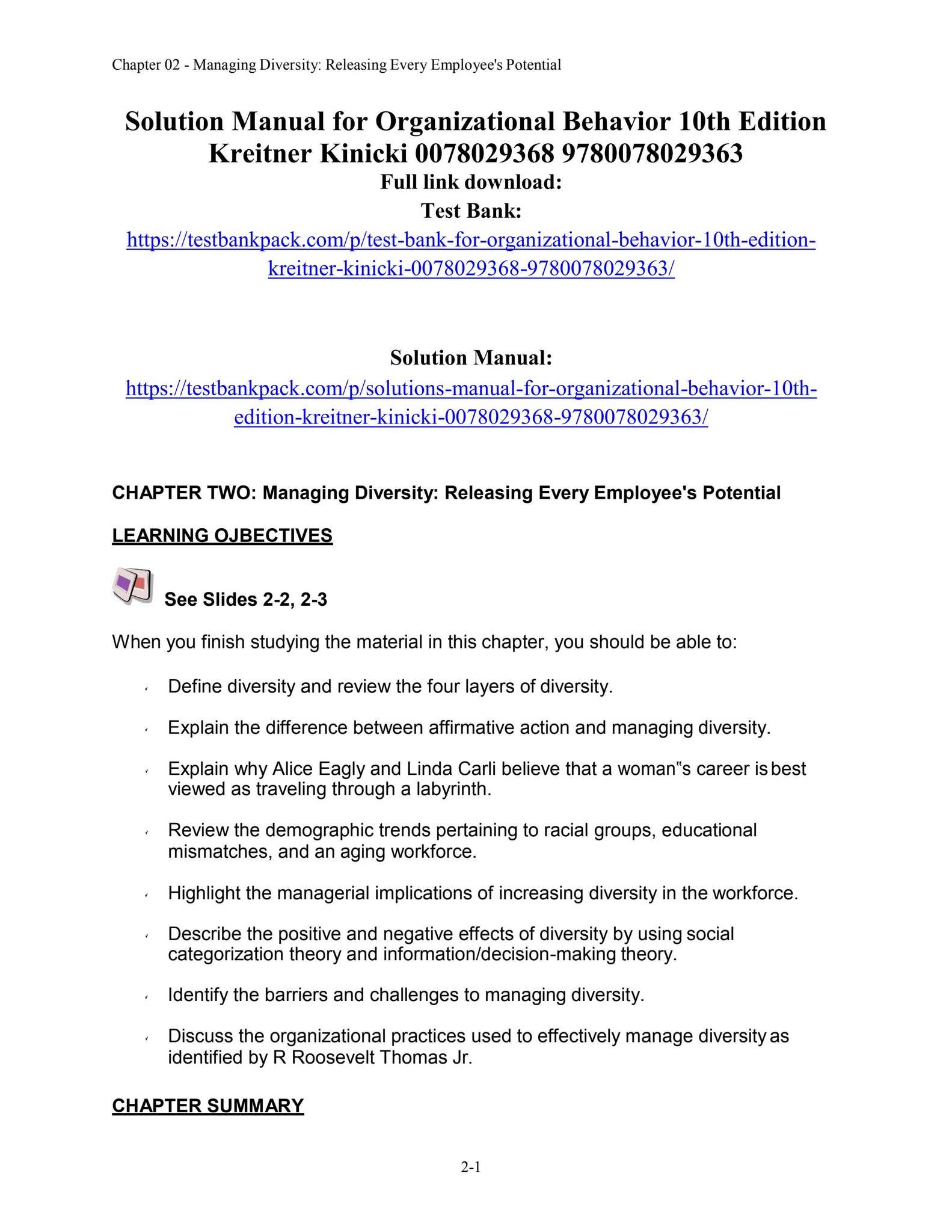 Solution manual for organizational behavior 10th edition kreitner ...