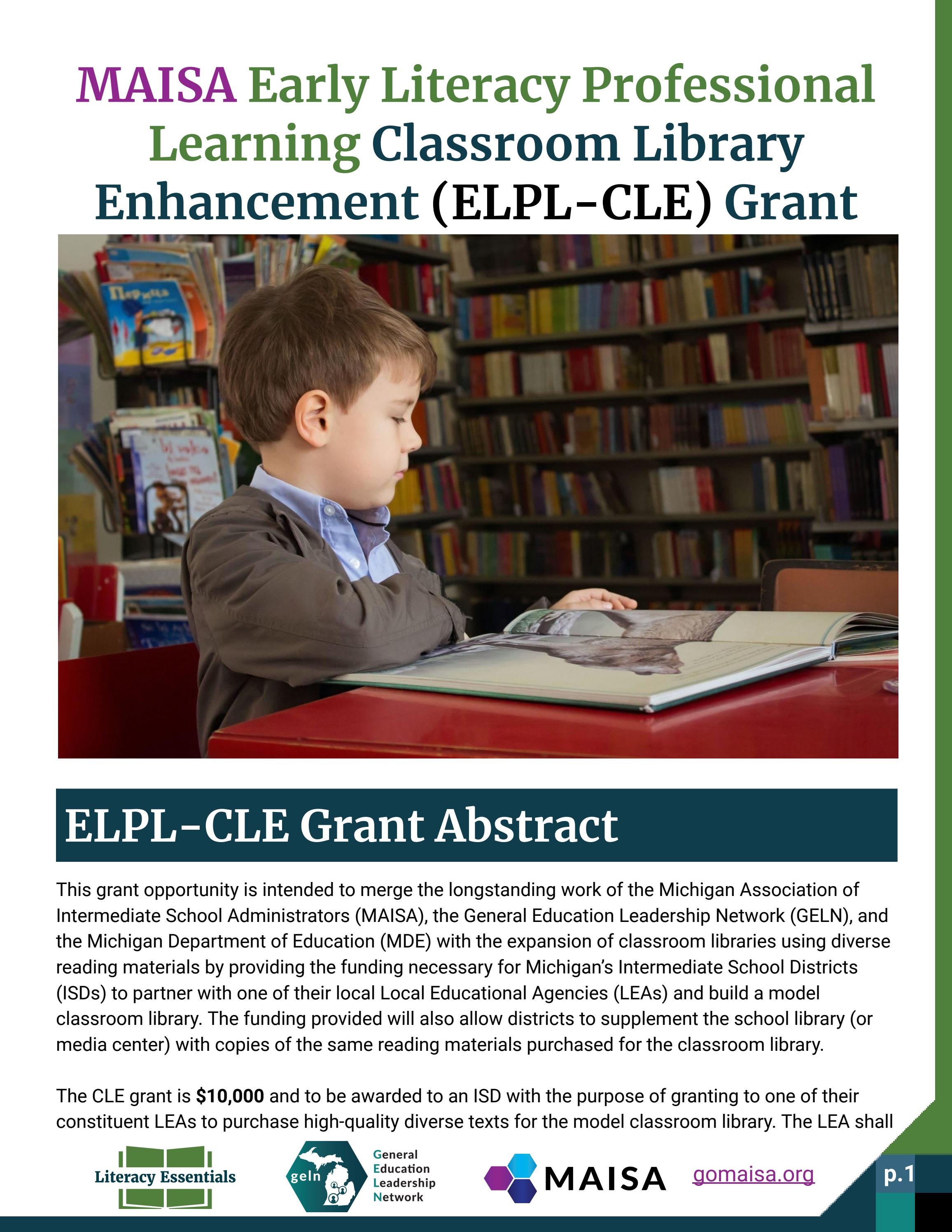 Classroom Library Enhancement Grant Narrative by Michigan Association ...