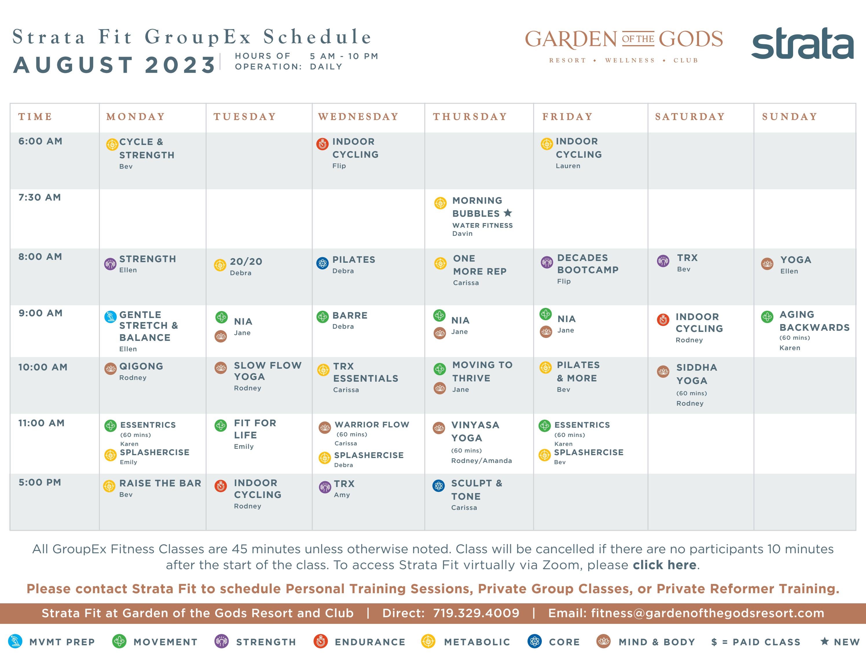 August Group Fitness Calendar by gardenofthegodsresortandclub - Issuu