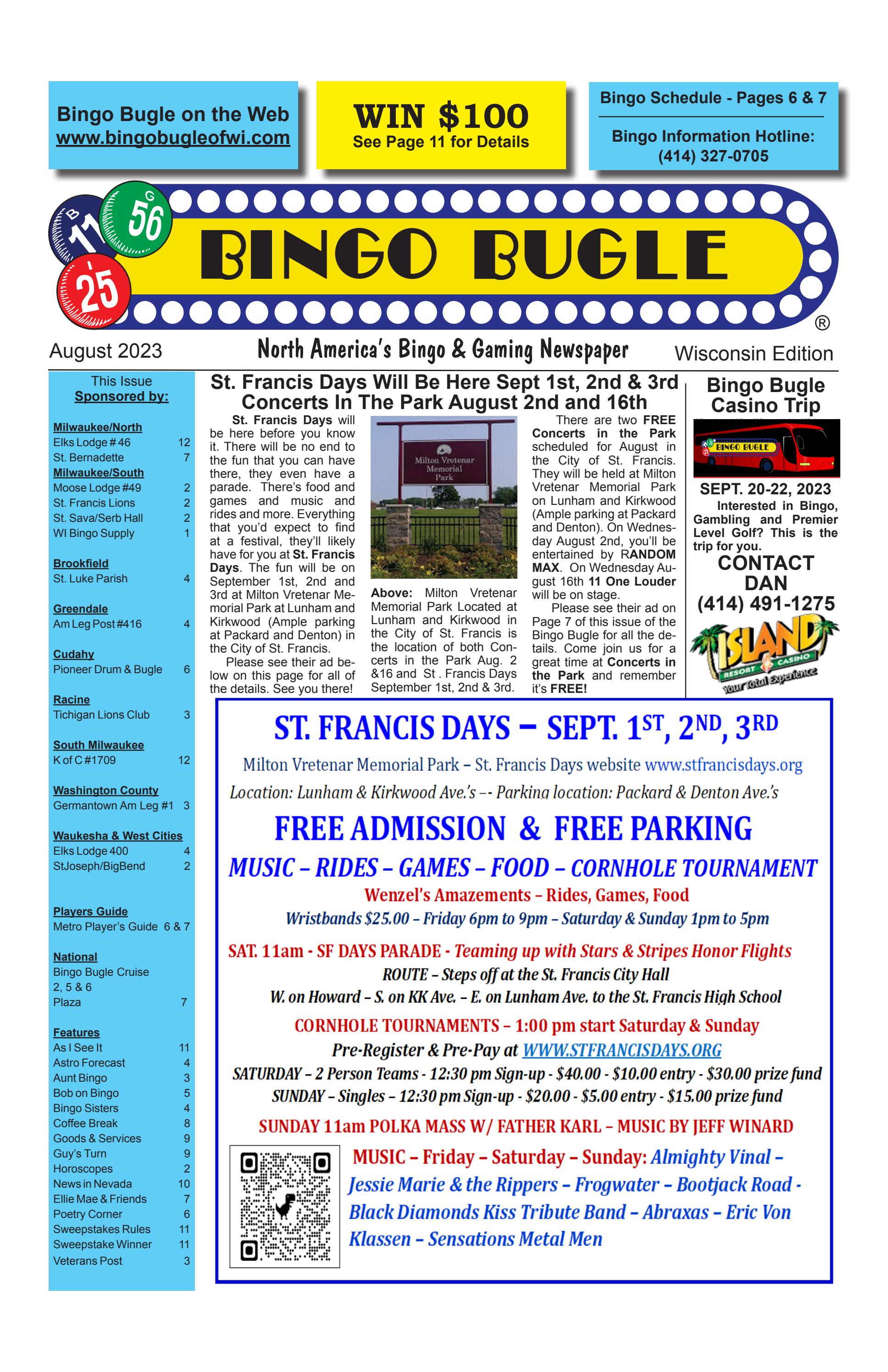 August 2023 Wisconsin Bingo Bugle by Bingo Bugle of Wisconsin - Issuu