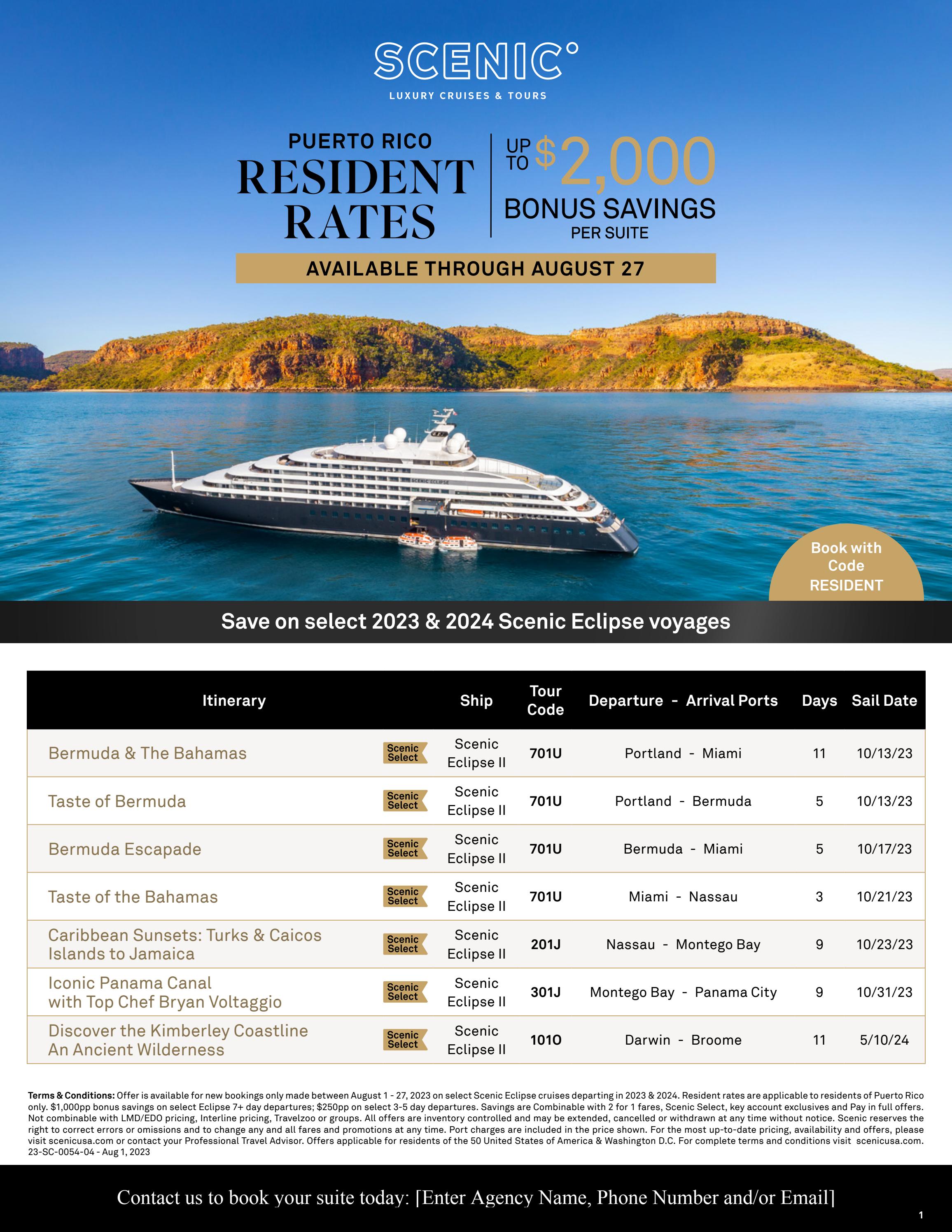 Resident Rates Flyers - Puerto Rico - Scenic & Emerald Cruises by ...