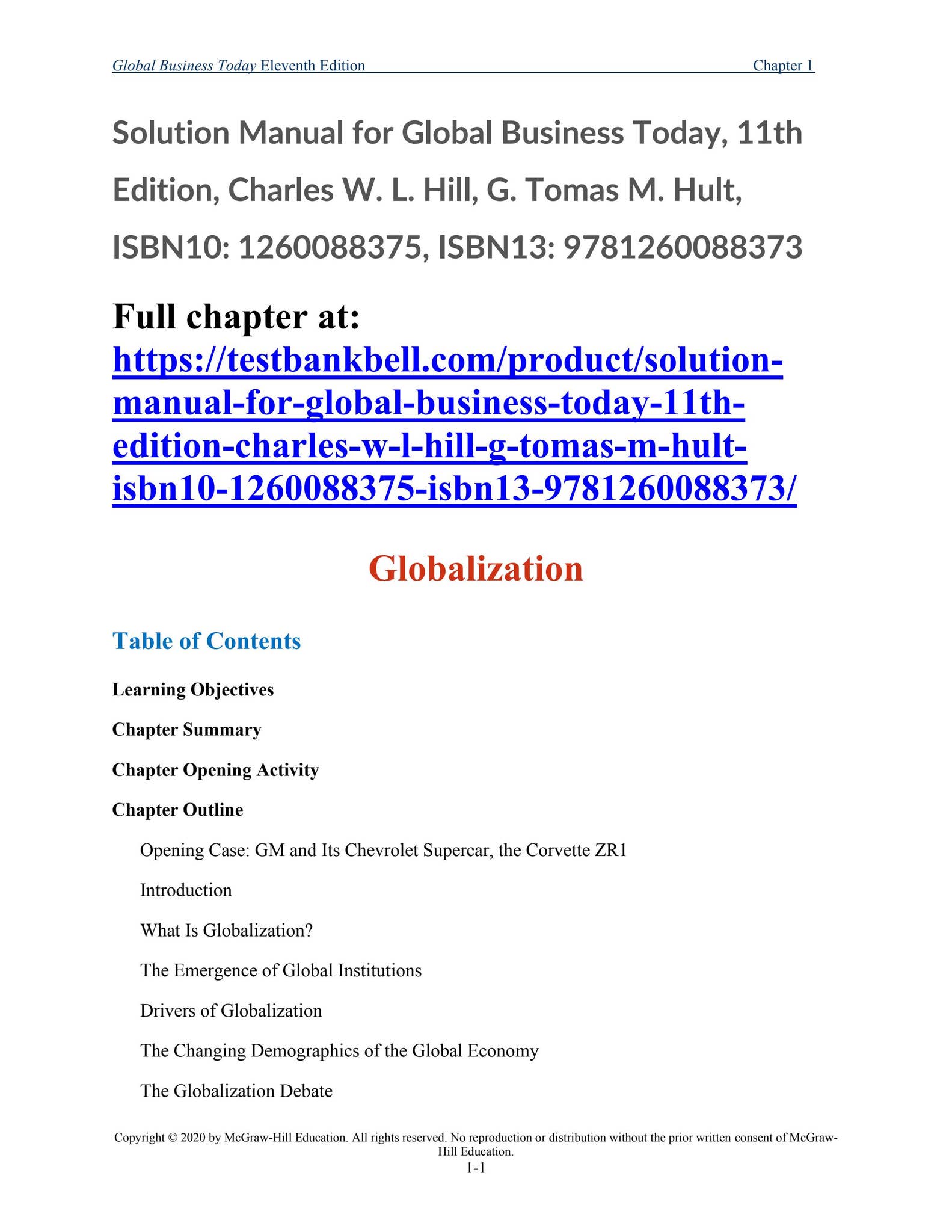 Solution manual for global business today 11th edition charles w l hill g tomas m hult isbn10 ...