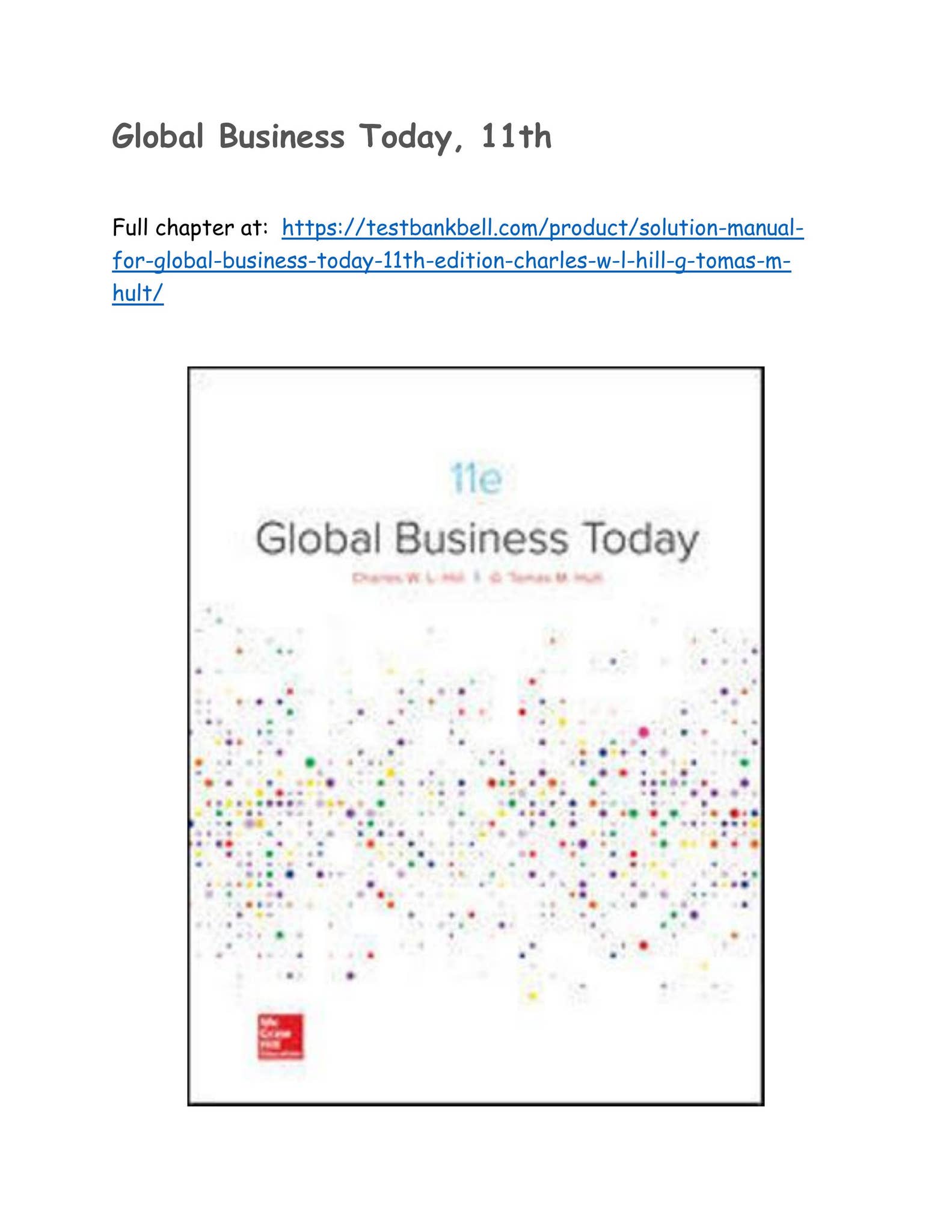 Solution manual for global business today 11th edition charles w l hill g tomas m hult by james ...