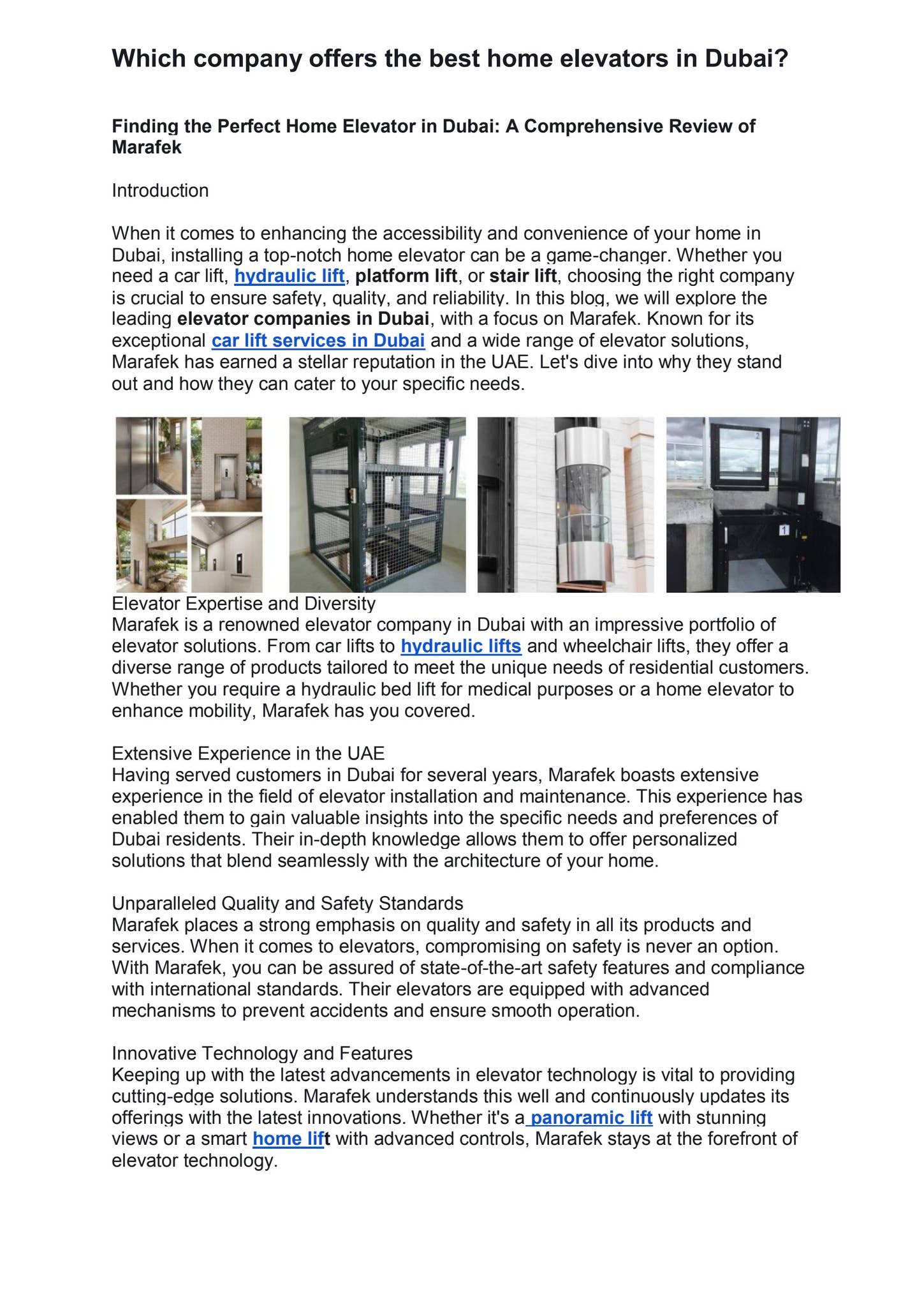 Which company offers the best home elevators in Dubai? by Lift Company ...