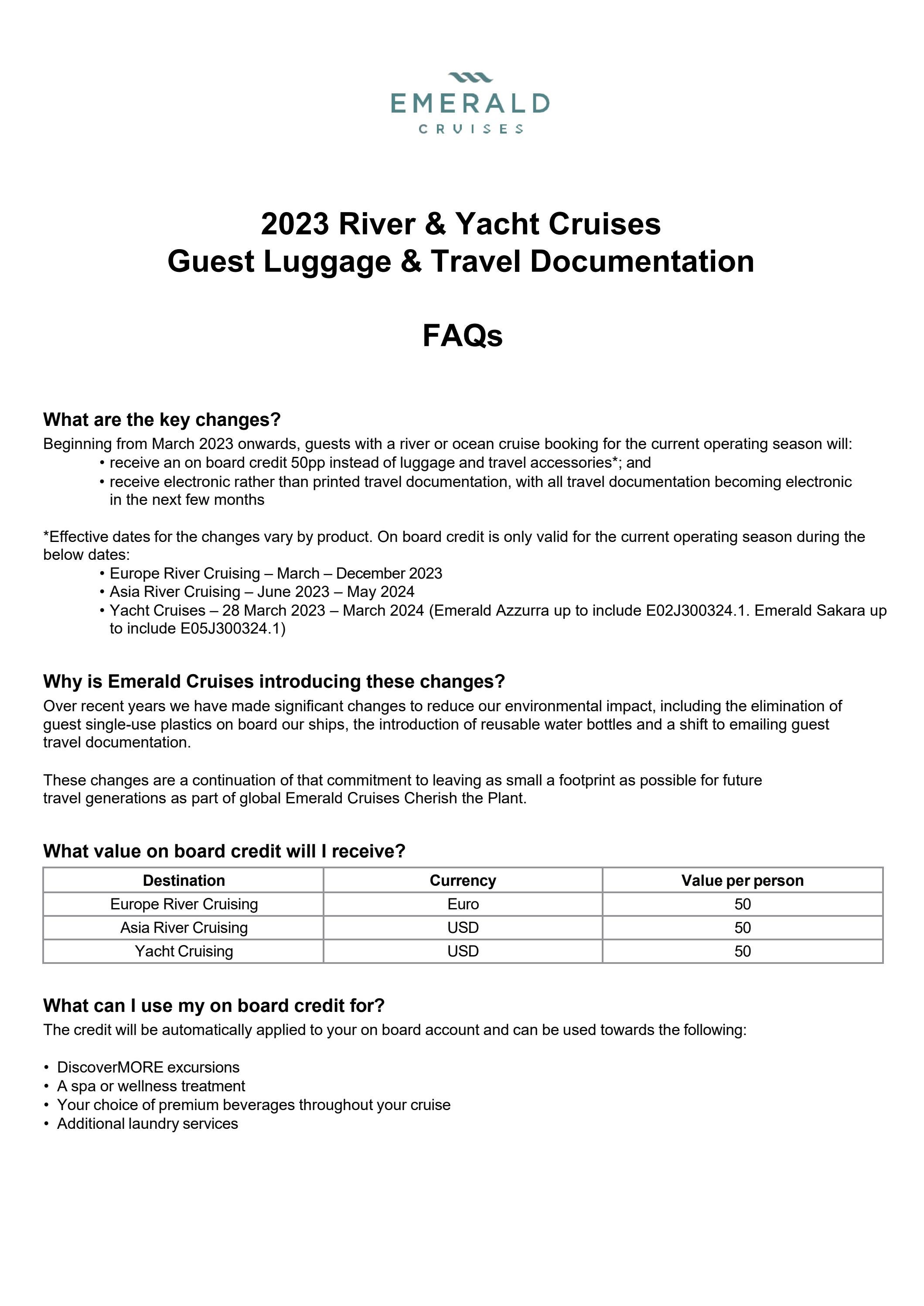 2023 River & Yacht Cruises Guest Luggage & Travel Documentation by ...