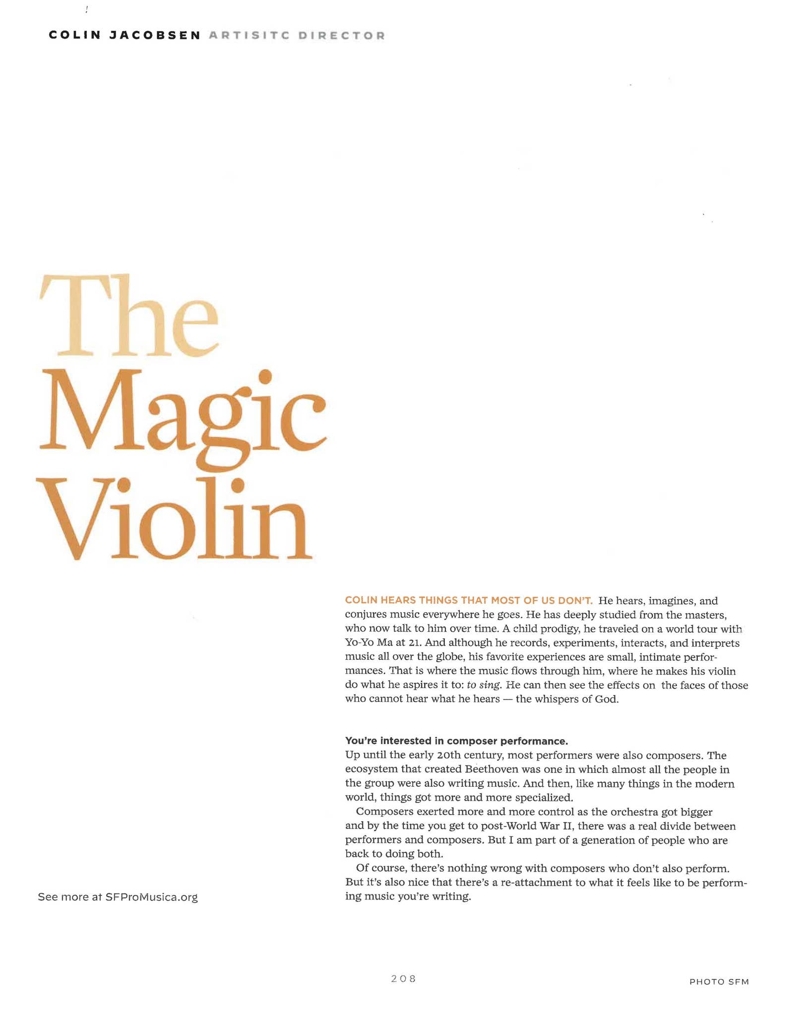 The Magic Violin—Interview with Colin Jacobsen by Santa Fe Pro Musica ...
