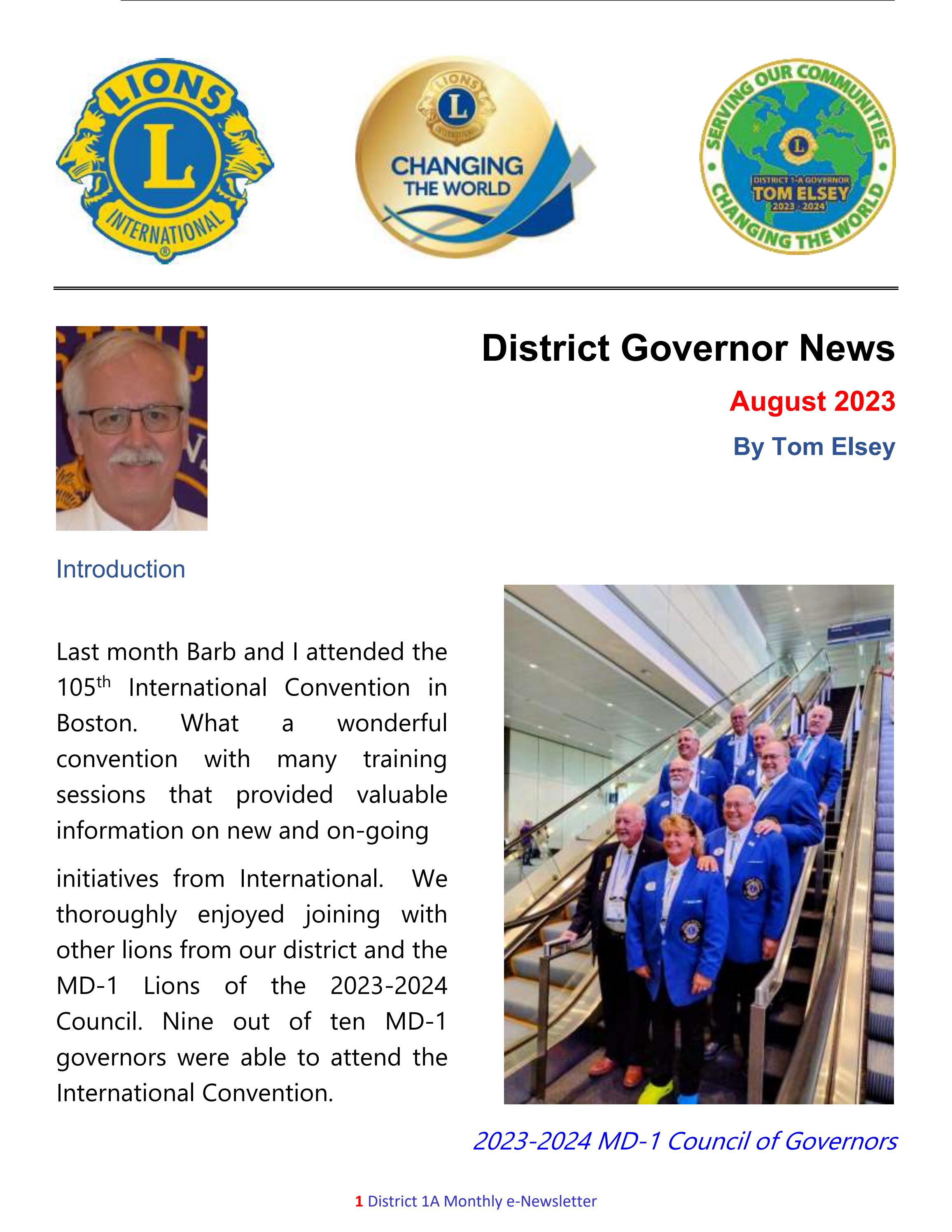 District 1A Governor's Newsletter. Lions & Leo's Monthly e-Magazine for ...