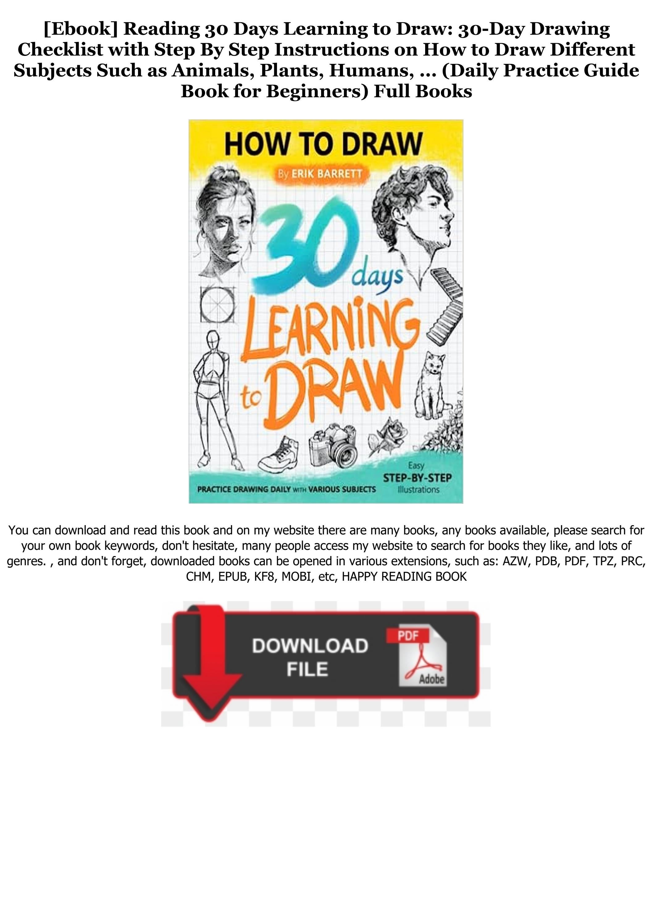 (Unlimited ebook) 30 Days Learning to Draw: 30-Day Drawing Checklist with Step By Step ...
