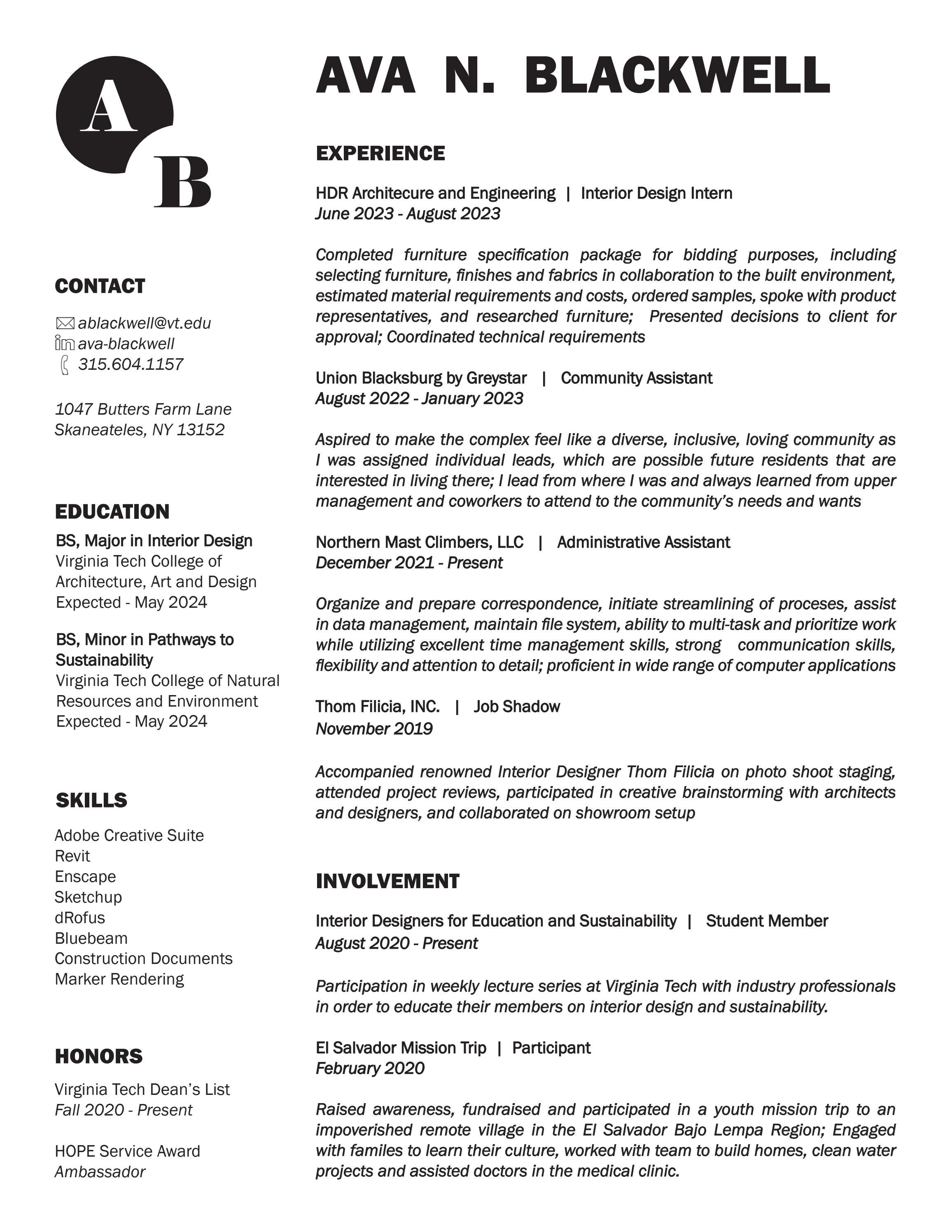 Ava Blackwell Resume & Teaser by Ava Blackwell - Issuu