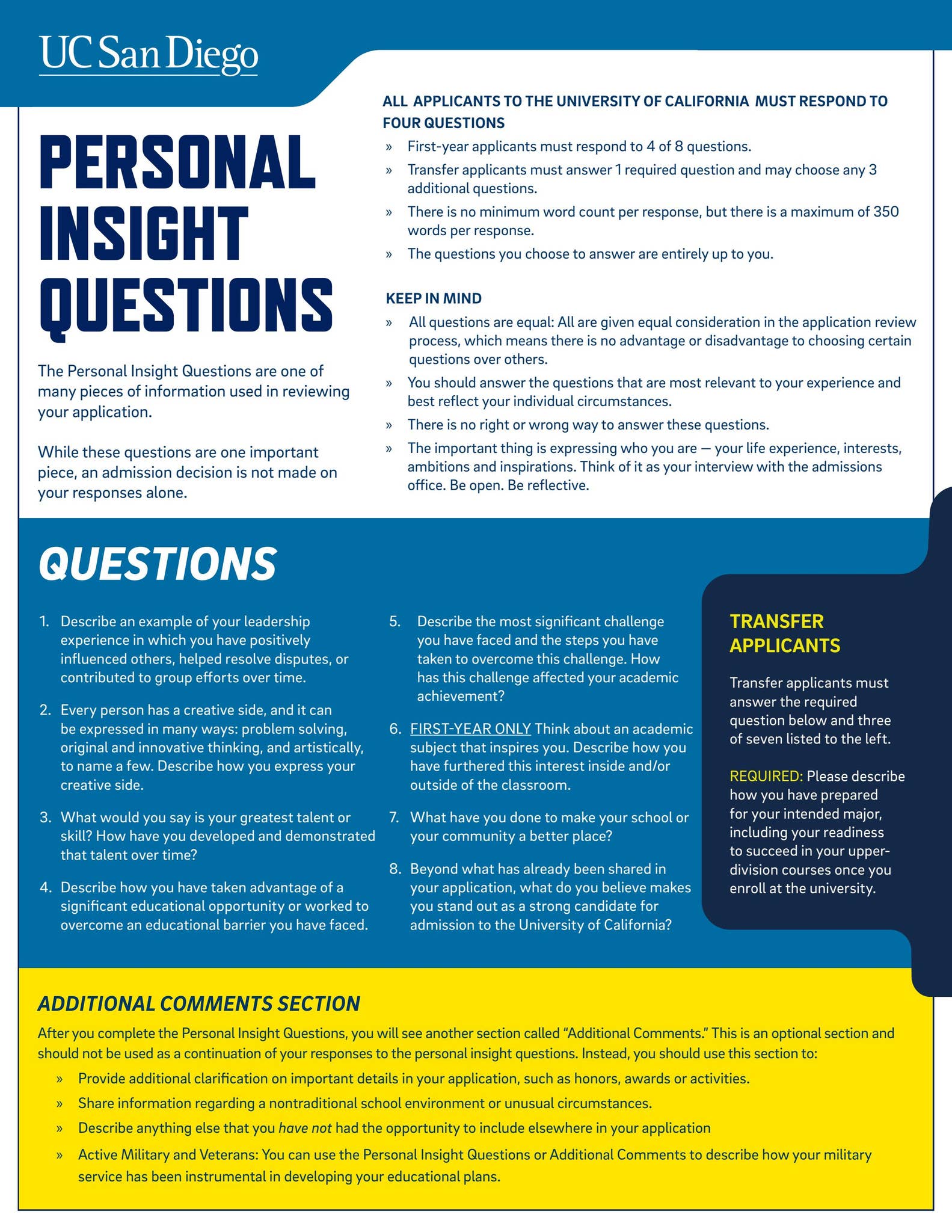 Personal Insight Questions by UC San Diego Admissions - Issuu