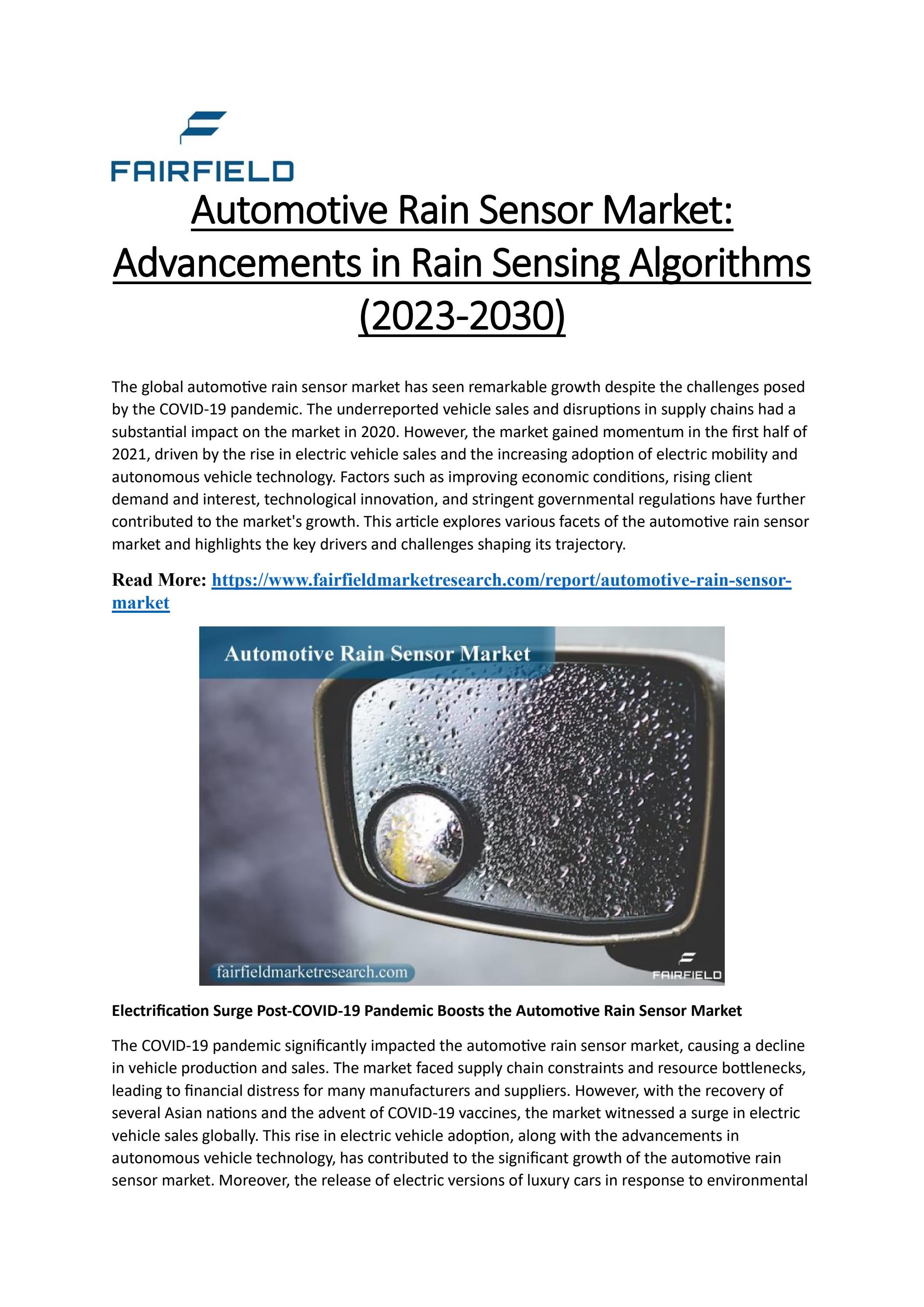 Automotive Rain Sensor Market: Advancements in Rain Sensing Algorithms ...