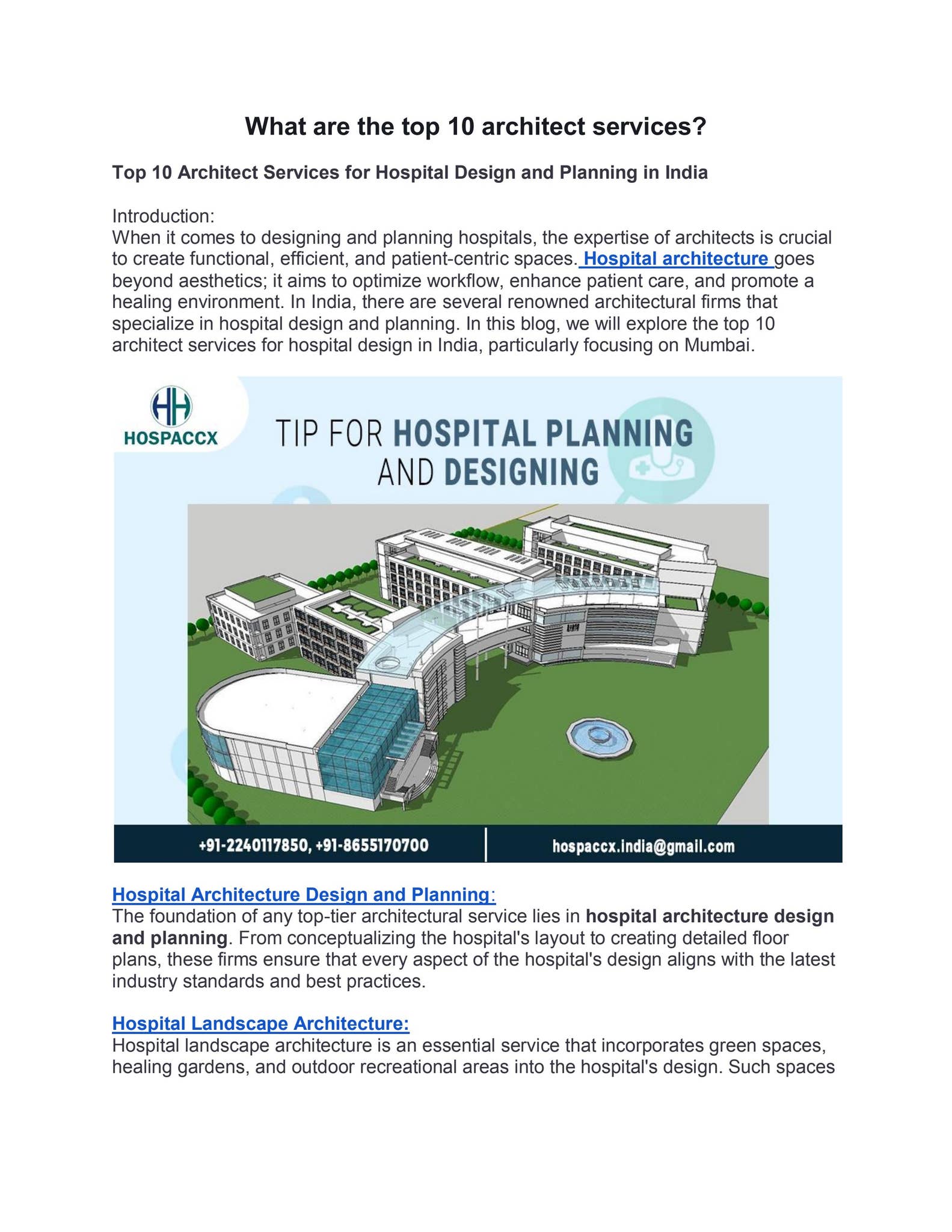 What are the top 10 architect services? by Best Healthcare Consulting ...