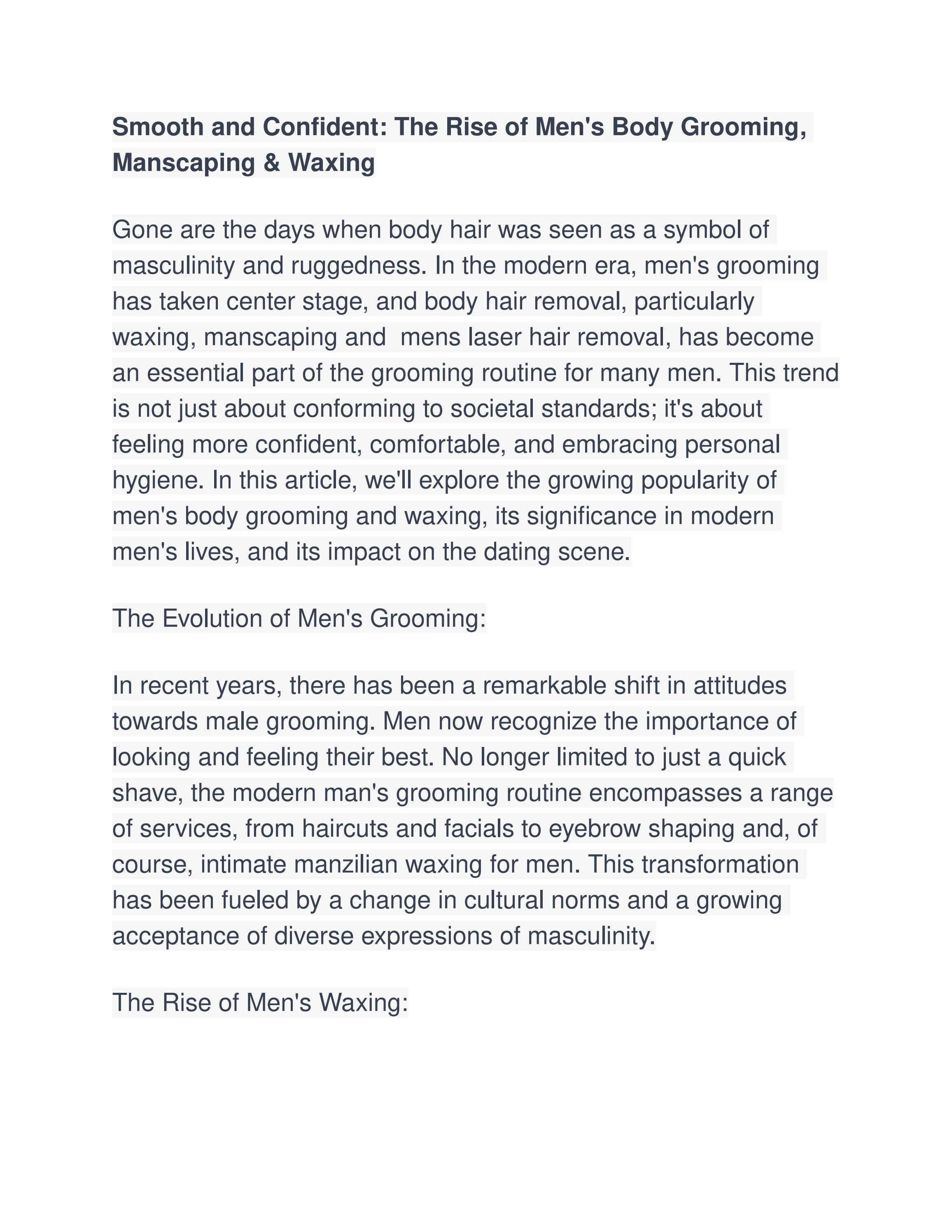 The Rise of Men's Body Grooming, Manscaping & Waxing by ALEXSPOT24 ...