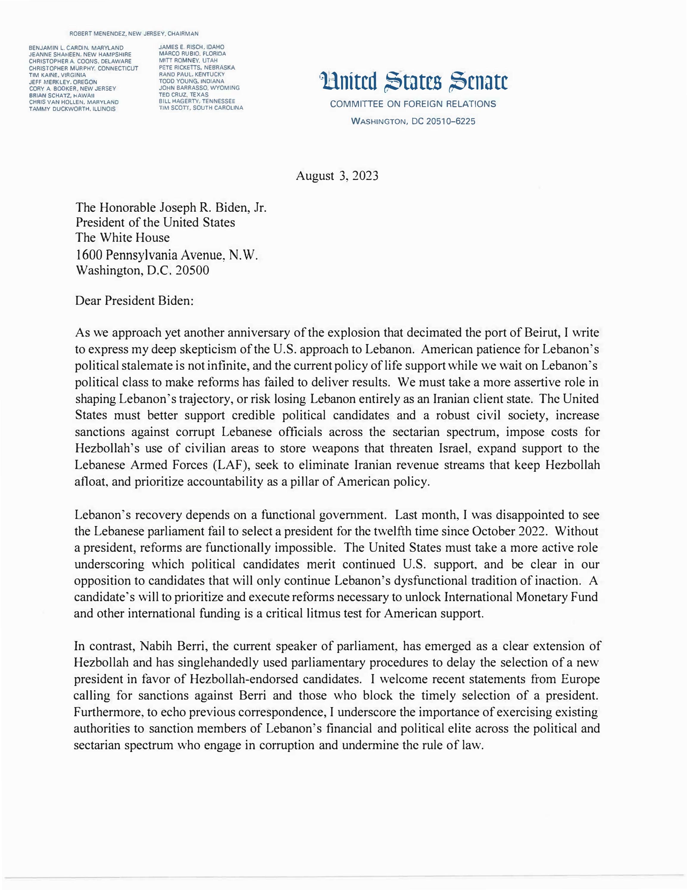 TO POTUS - Lebanon Port Explosion Letter by Lebanese Forces - Issuu