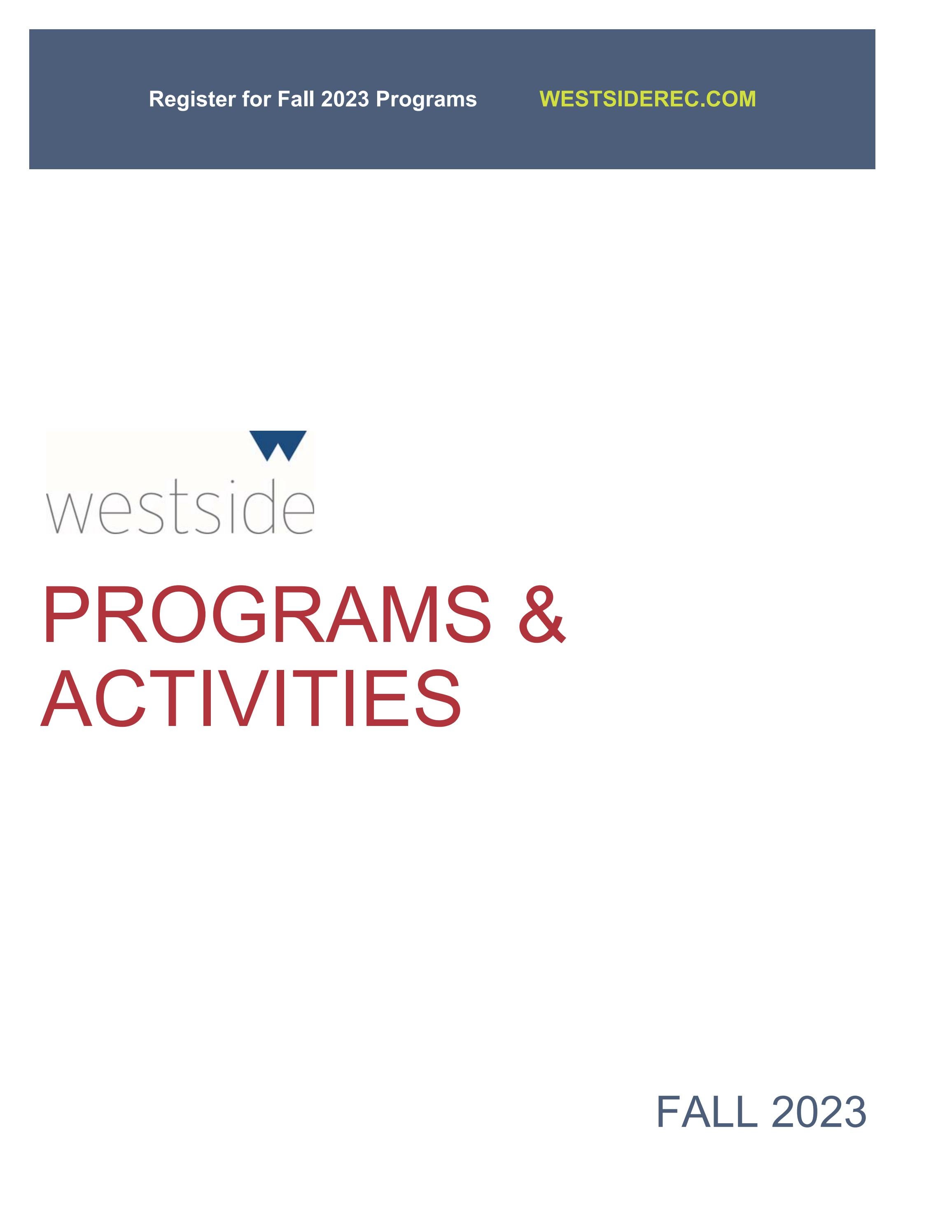 Westside Fall 2023 Programs by Westside Recreation Centre - Issuu