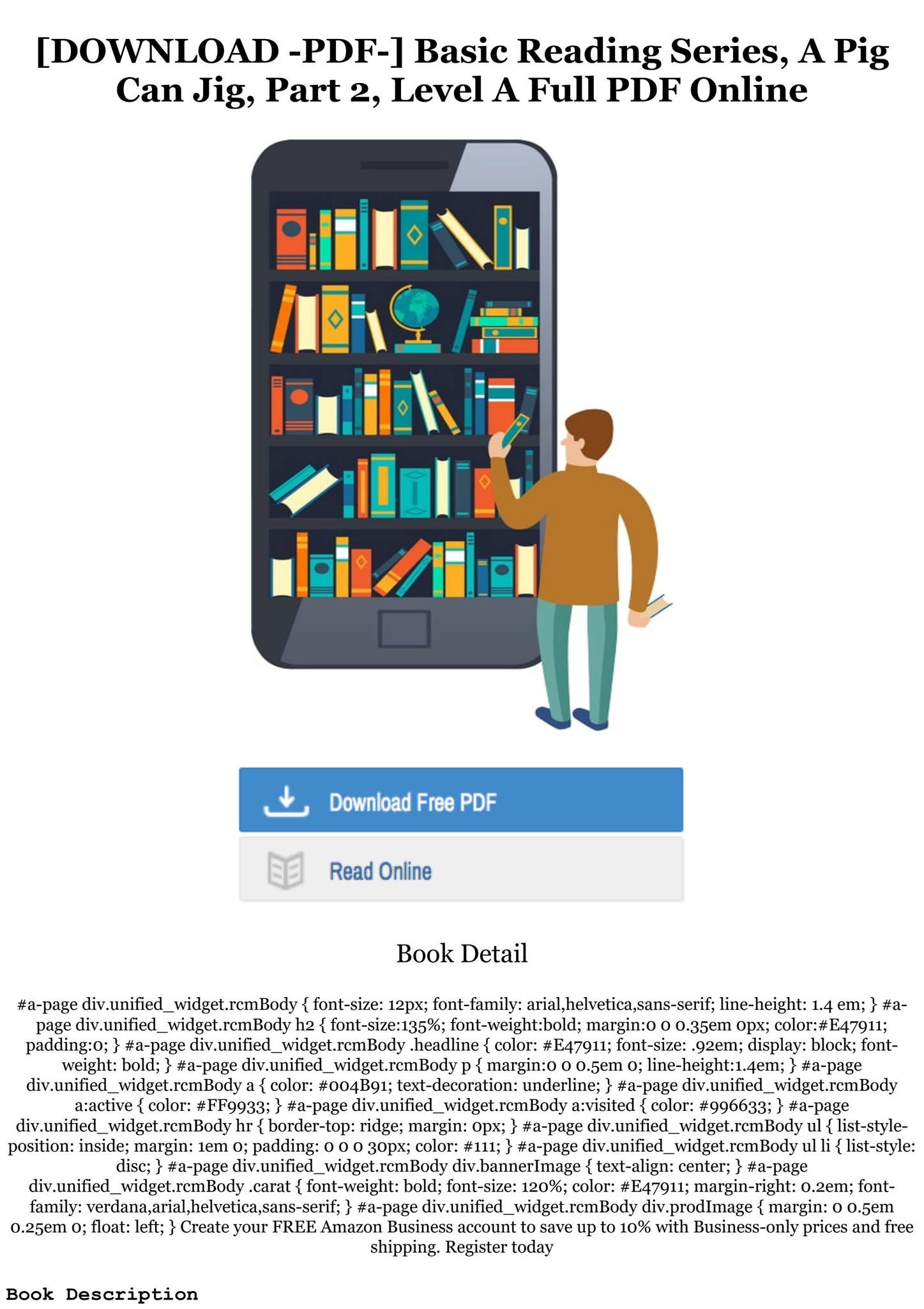 [Ebook]^^ Basic Reading Series, A Pig Can Jig, Part 2, Level A Full ...