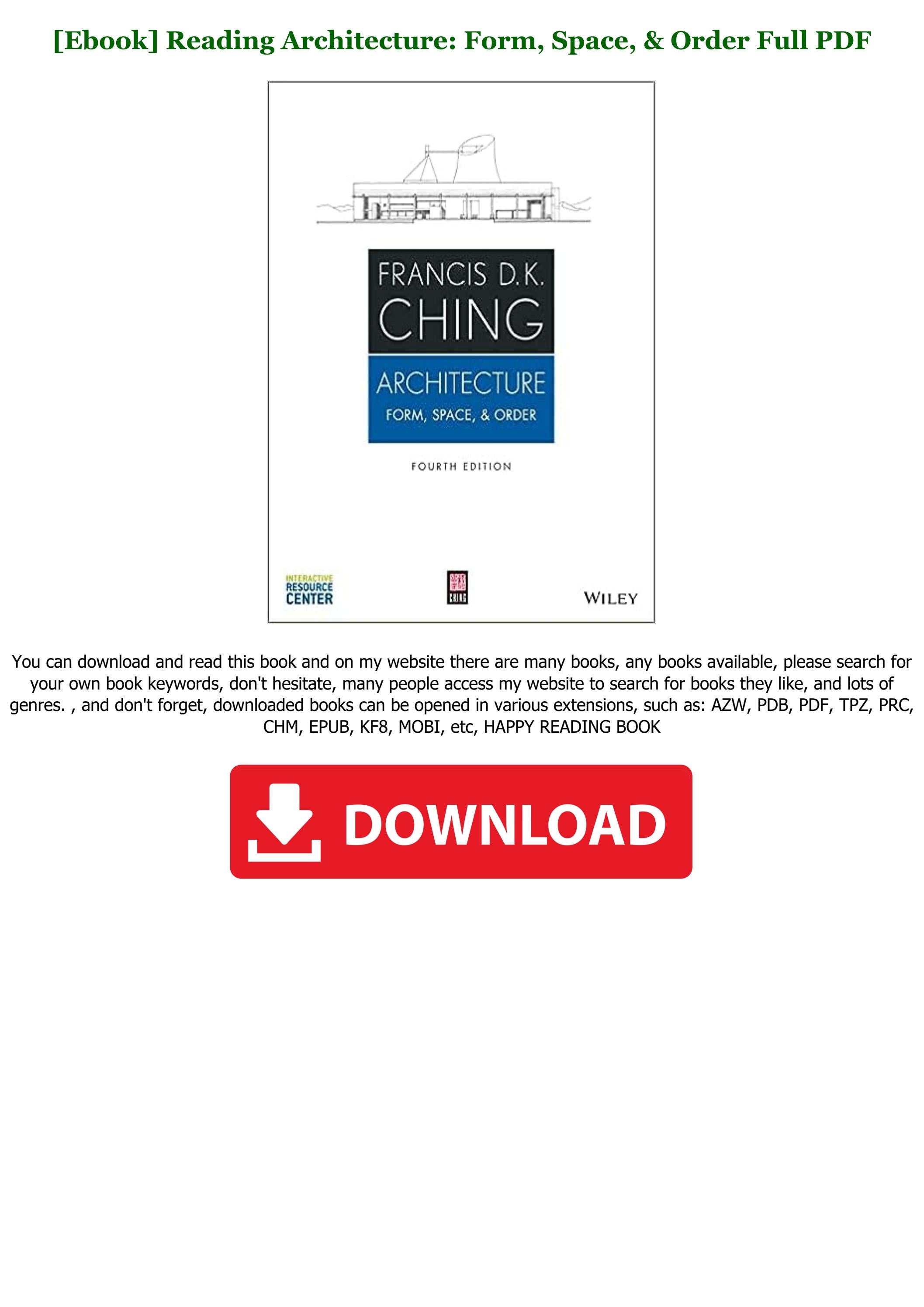 EBOOK [P.D.F] Architecture: Form, Space, & Order Pre Order by ...