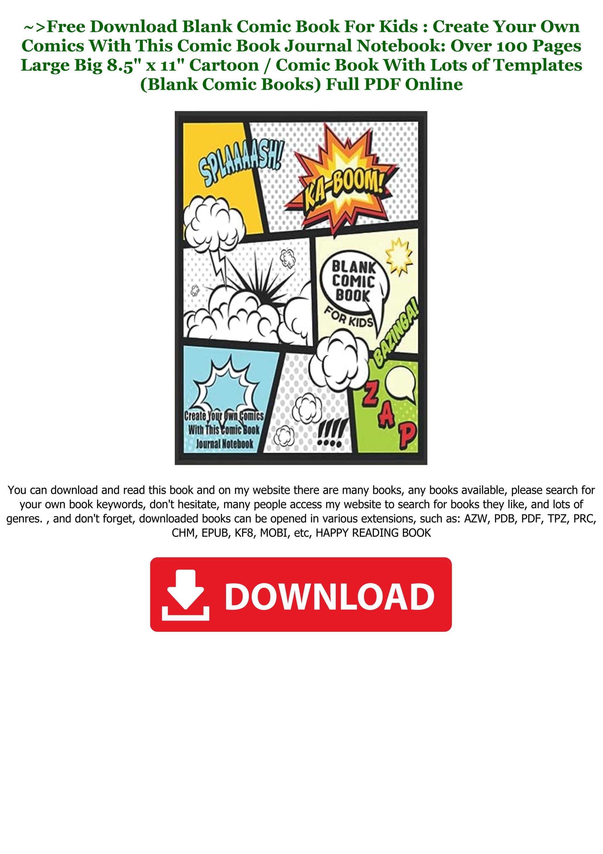 Free Download Blank Comic Book For Kids Create Your Own Comics With Free Download Blank Comic Book For Kids Create Your Own Comics With