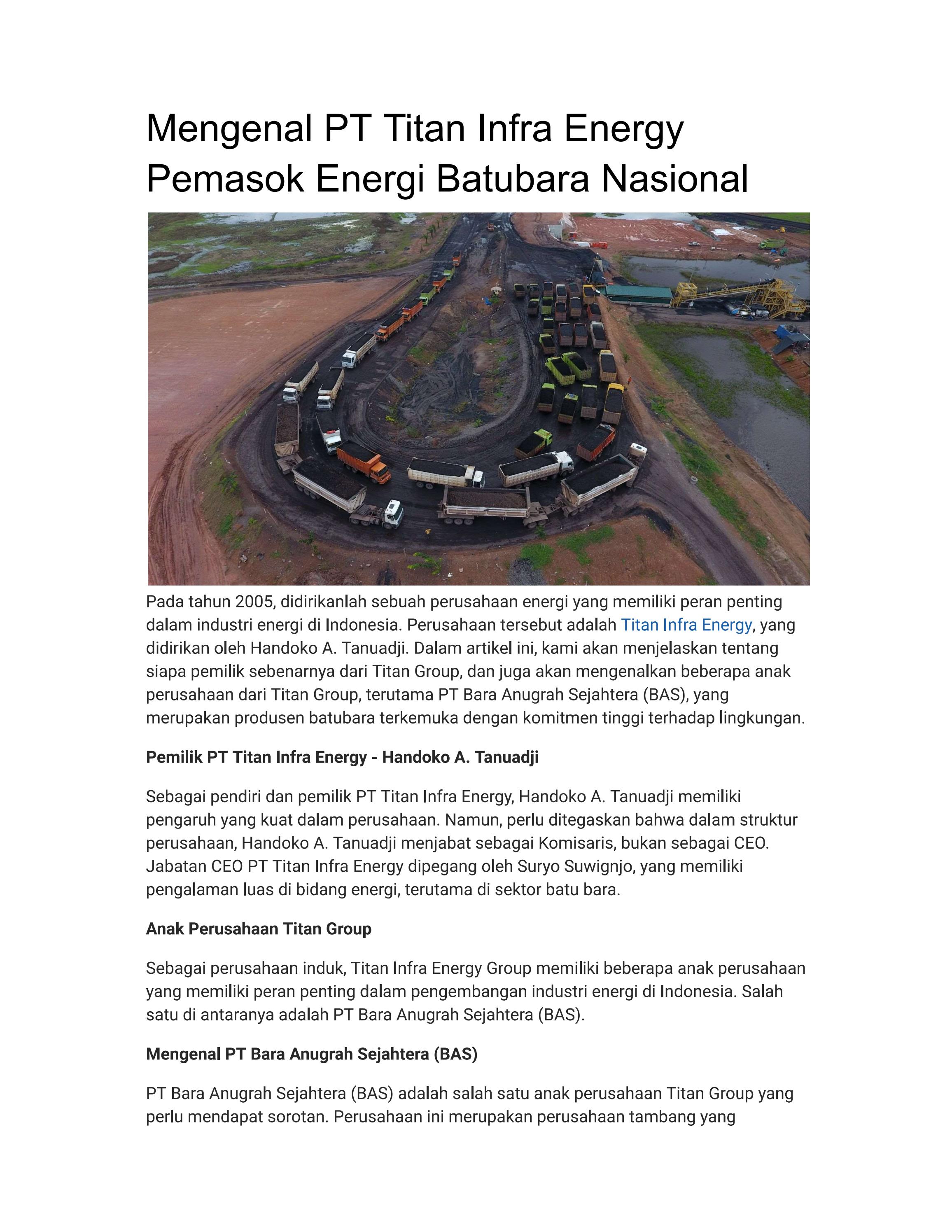 Mengenal PT Titan Infra Energy Pemasok Energi Batubara Nasional by ... Mengenal PT Titan Infra Energy Pemasok Energi Batubara Nasional by ...