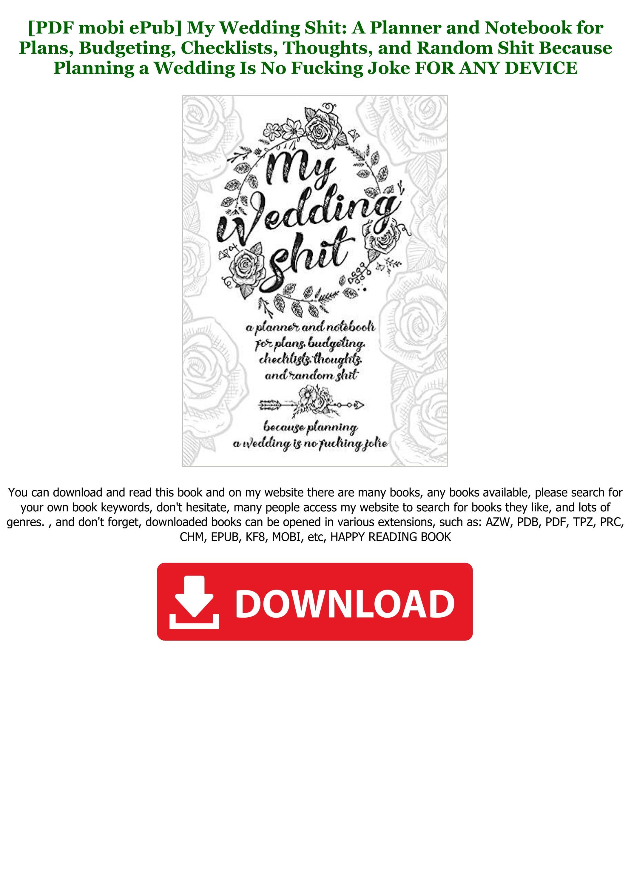Read [PDF] My Wedding Shit: A Planner and Notebook for Plans, Budgeting ...