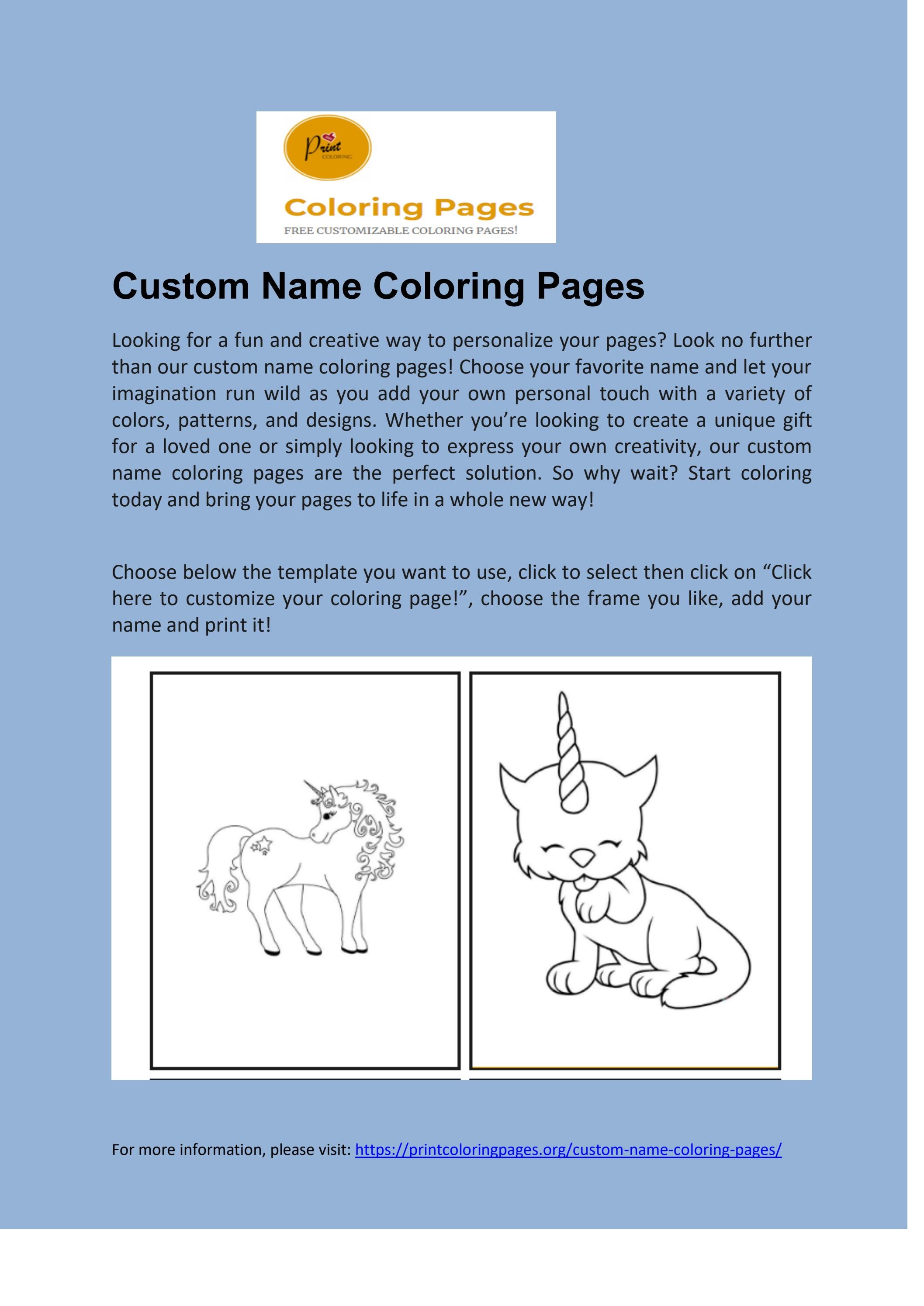 Bring Your Imagination to Life with Custom Name Coloring Pages
