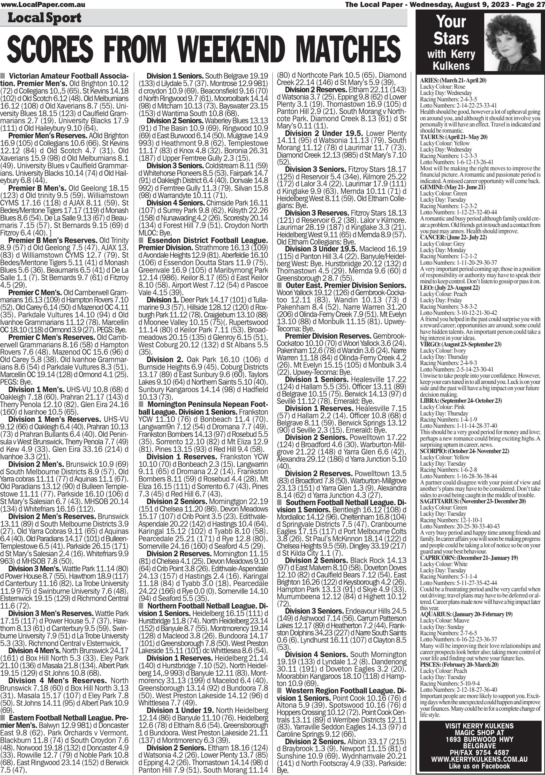 Footy Week. Sat., Aug. 5, 2023 by Ash Long - Issuu