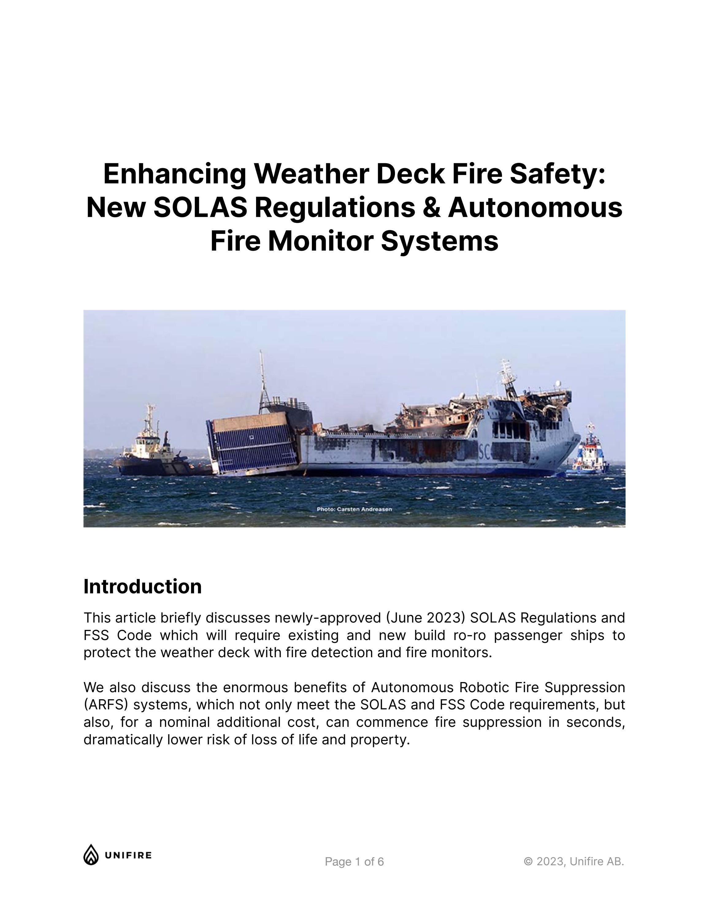 Enhancing Weather Deck Fire Safety- New SOLAS Regulations and ...