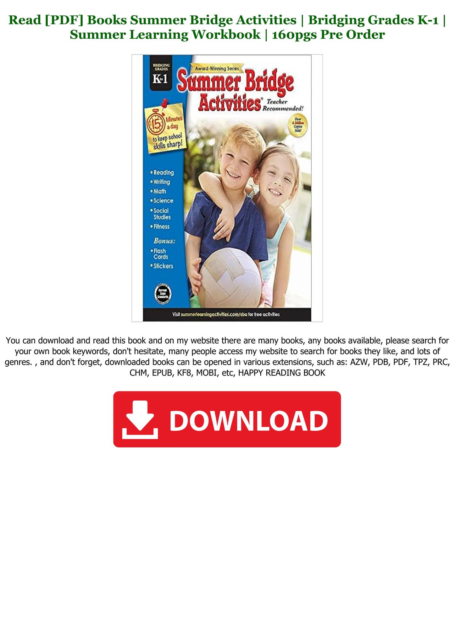 [PDF] [DOWNLOAD] Summer Bridge Activities | Bridging Grades K-1 ...