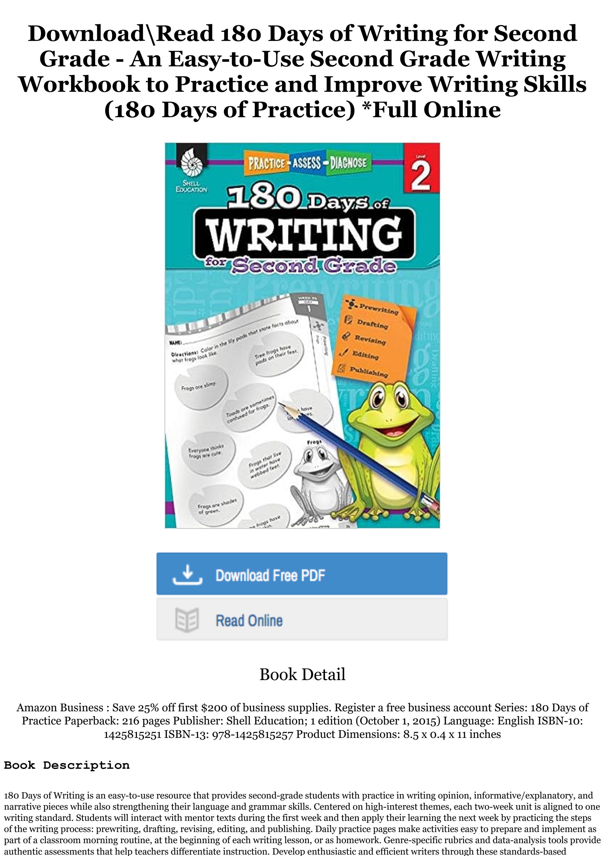 Free Download 180 Days of Writing for Second Grade - An Easy-to-Use ...