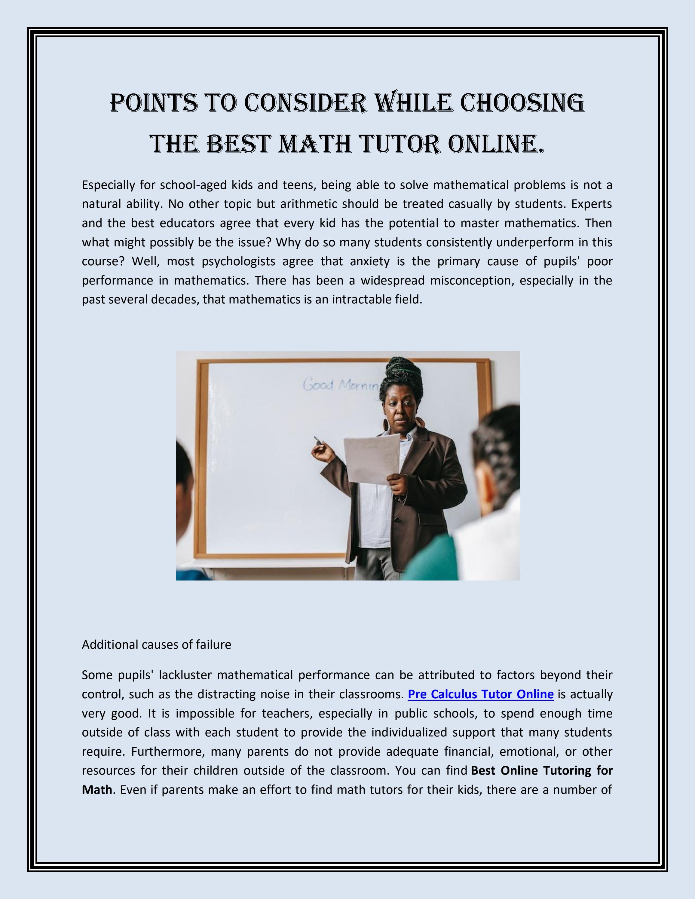 Math Tutor Online