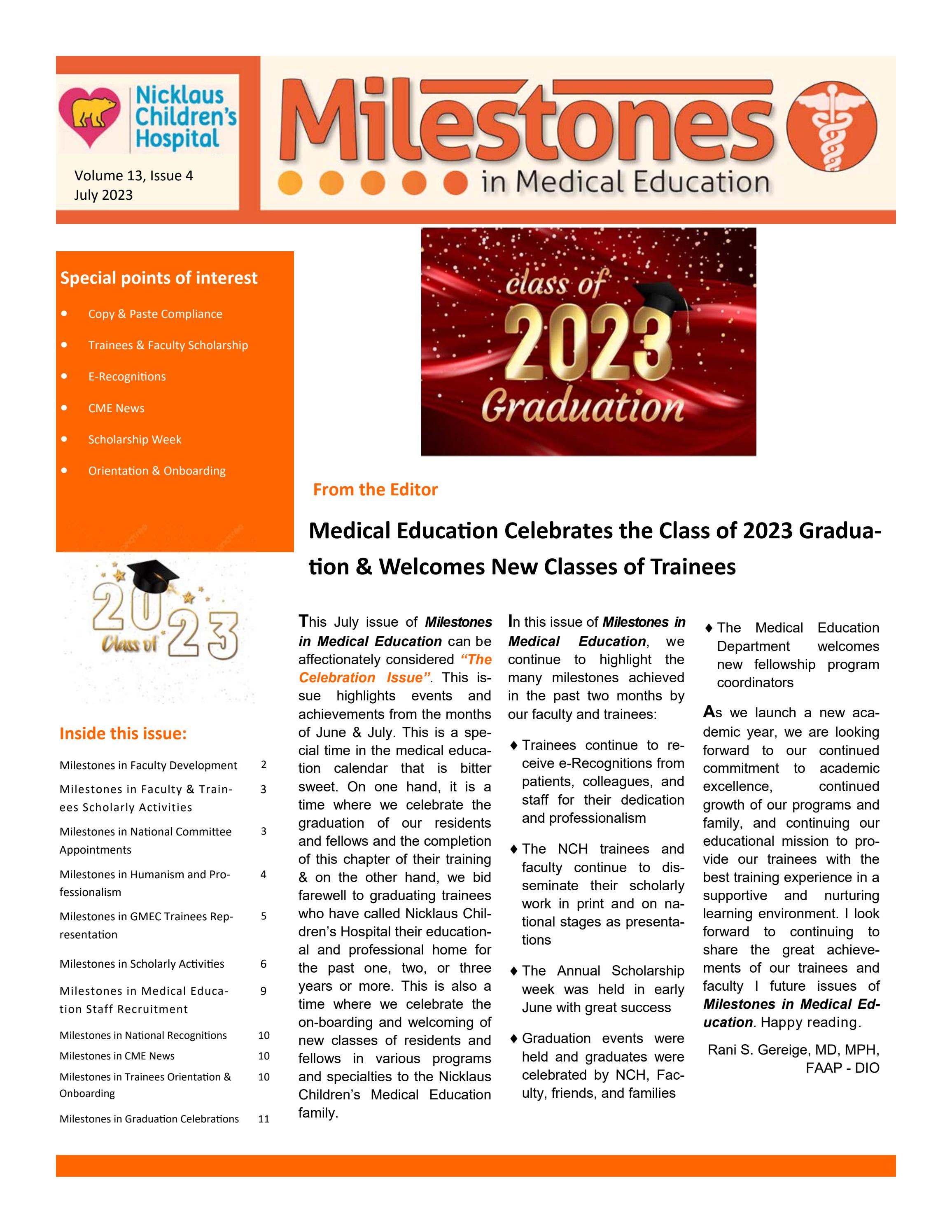 Milestones Newsletter - July 2023 by nicklaushealth - Issuu